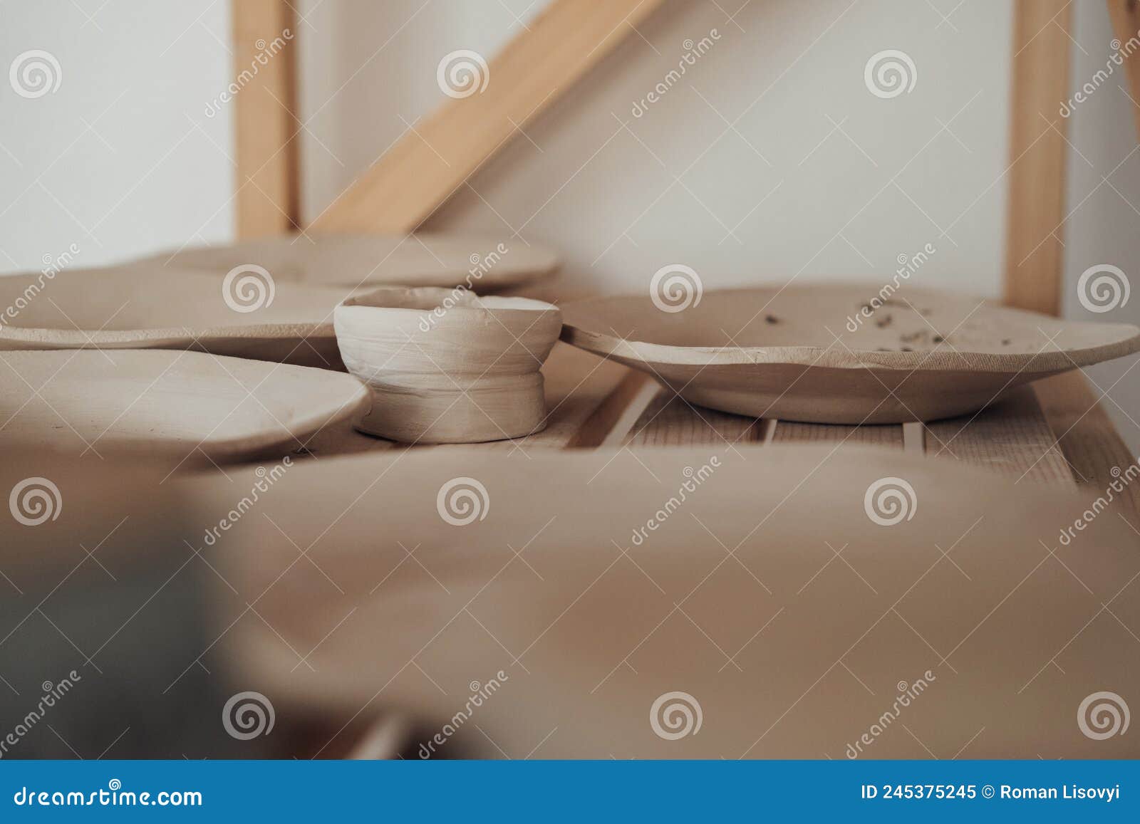 Handmade Crafted Clay Pot and Plate in the Ceramic Studio Stock Image ...