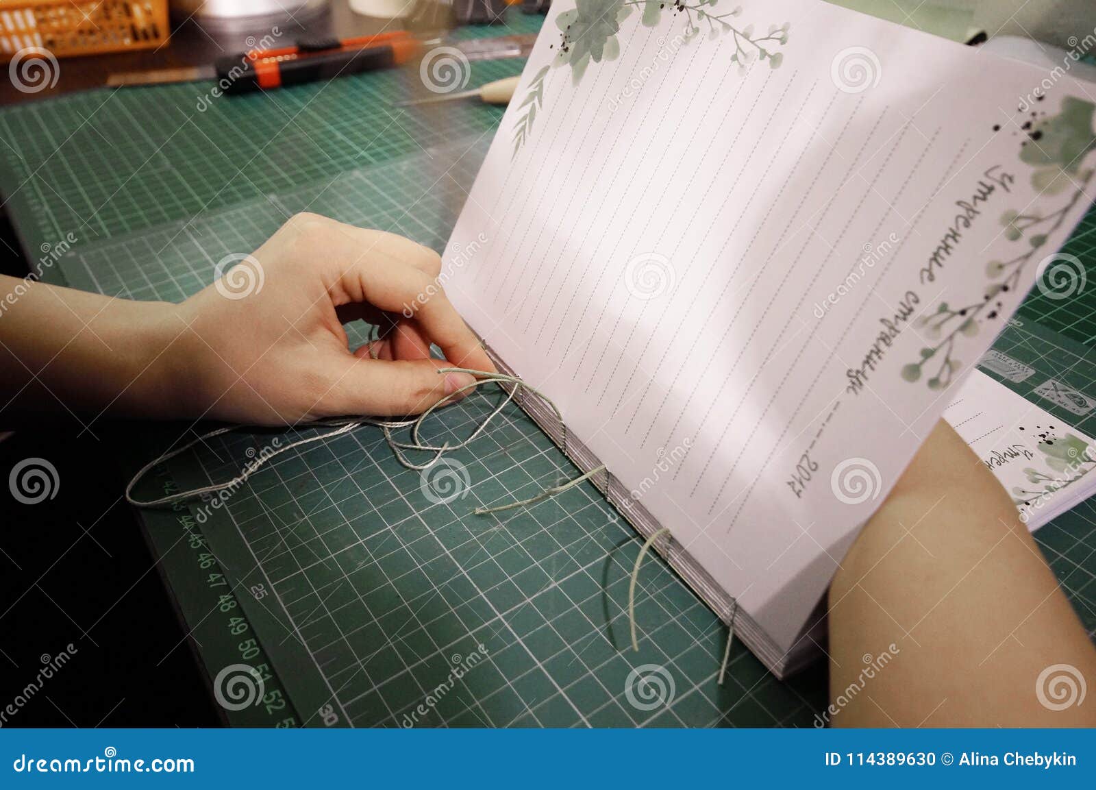 Handmade Creating of the Diary from Special Scrapbooking Paper Stock ...