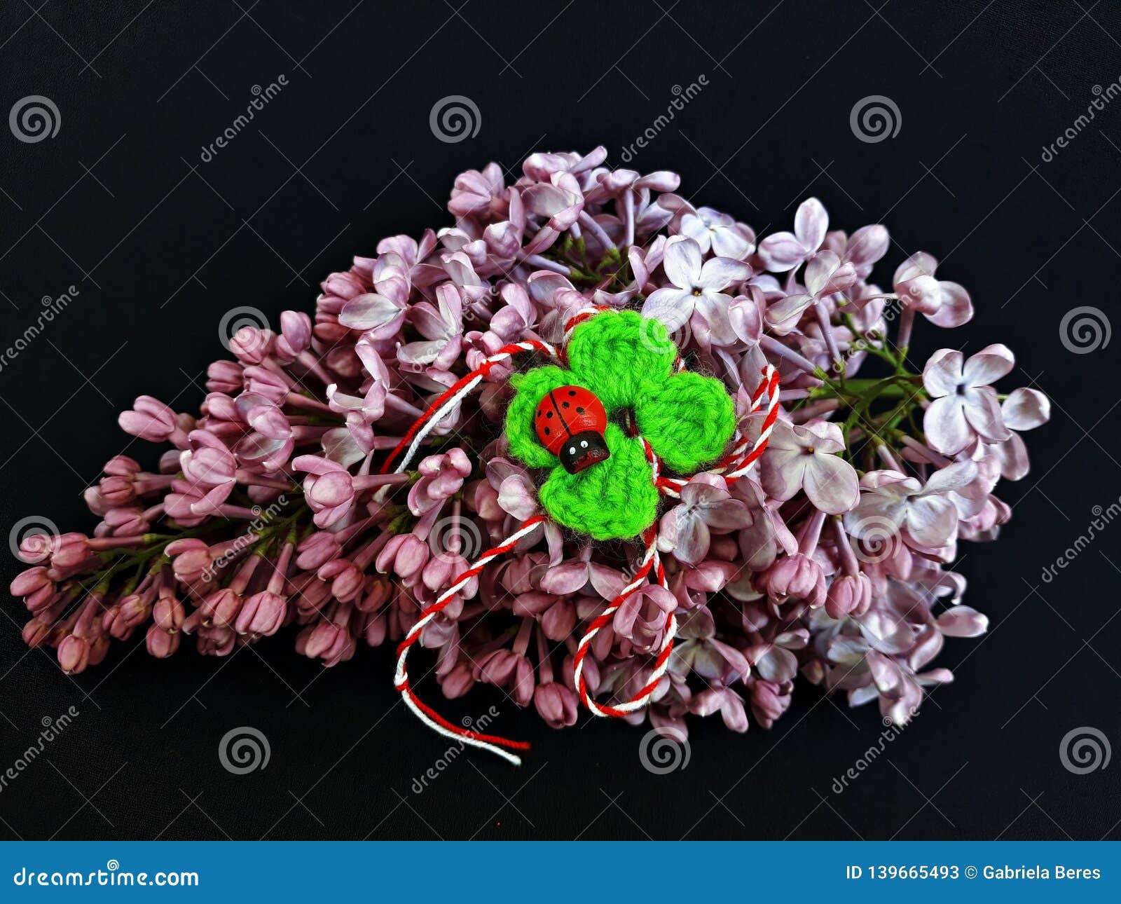 Handmade Crocheted Four-leaf Clover with Ladybug and Red and White ...