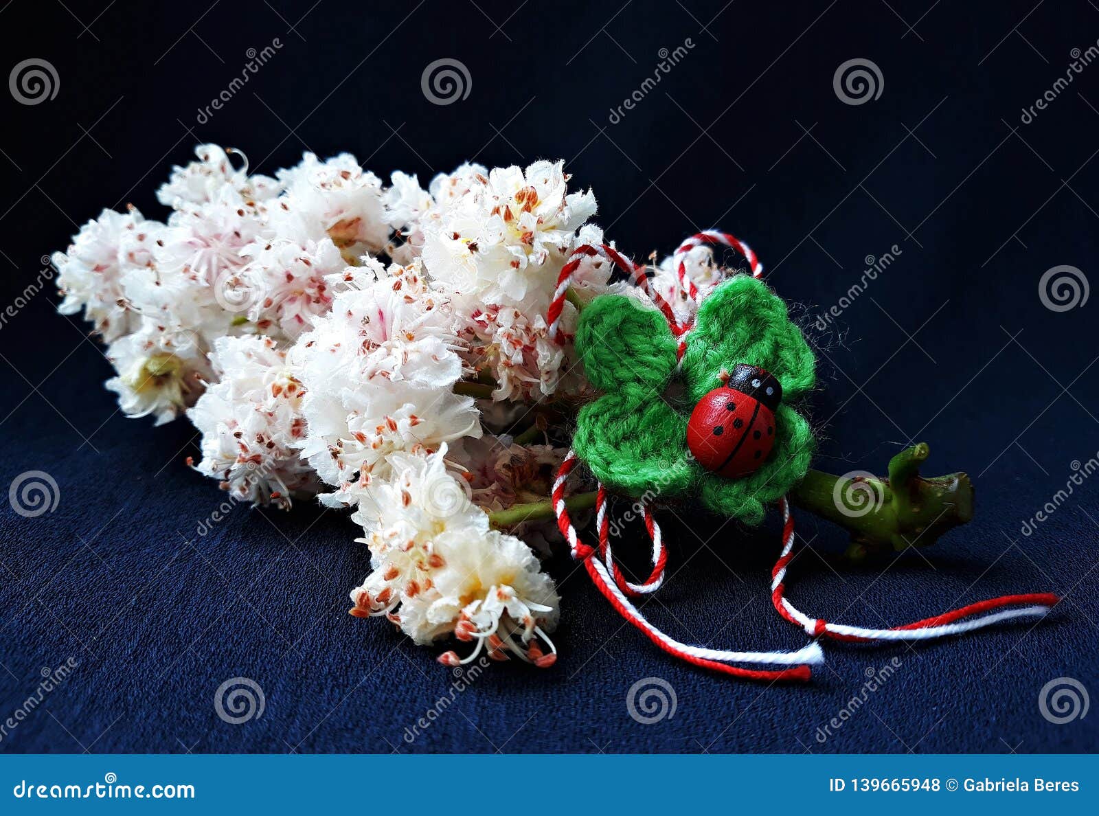 Handmade Crocheted Four-leaf Clover with Ladybug and Red and White ...