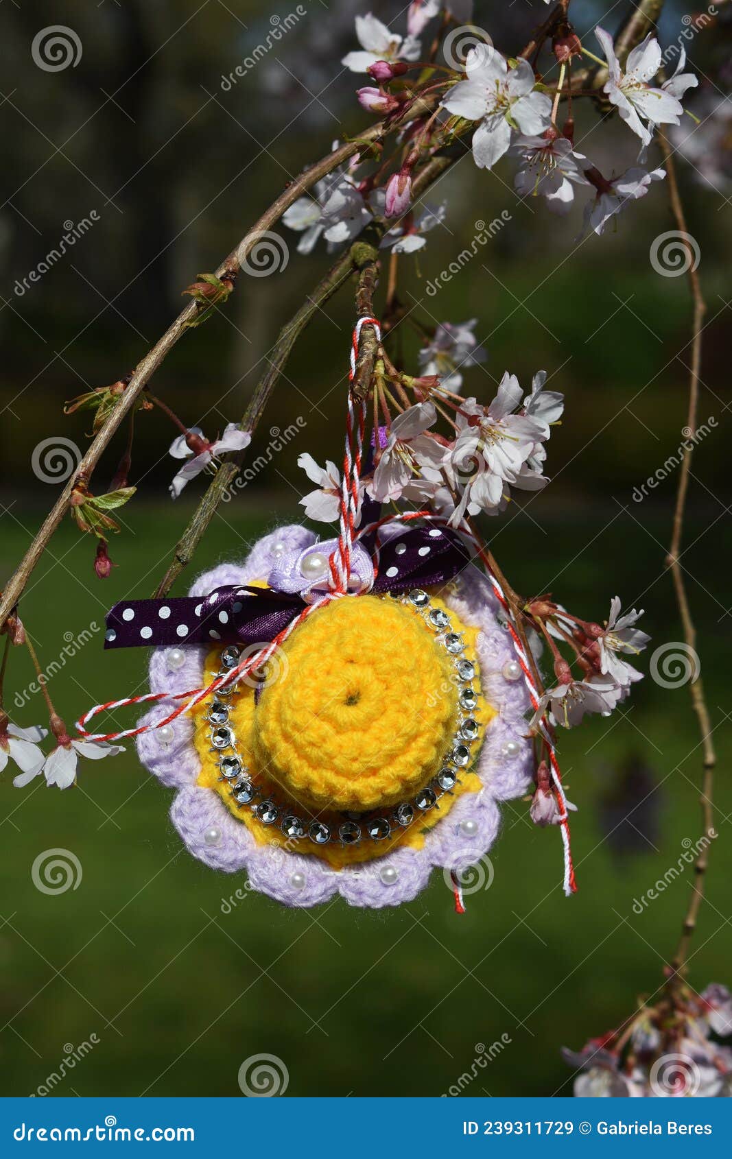 Unique Handmade Crocheted Martisor, a Romanian Spring Tradition. Stock ...
