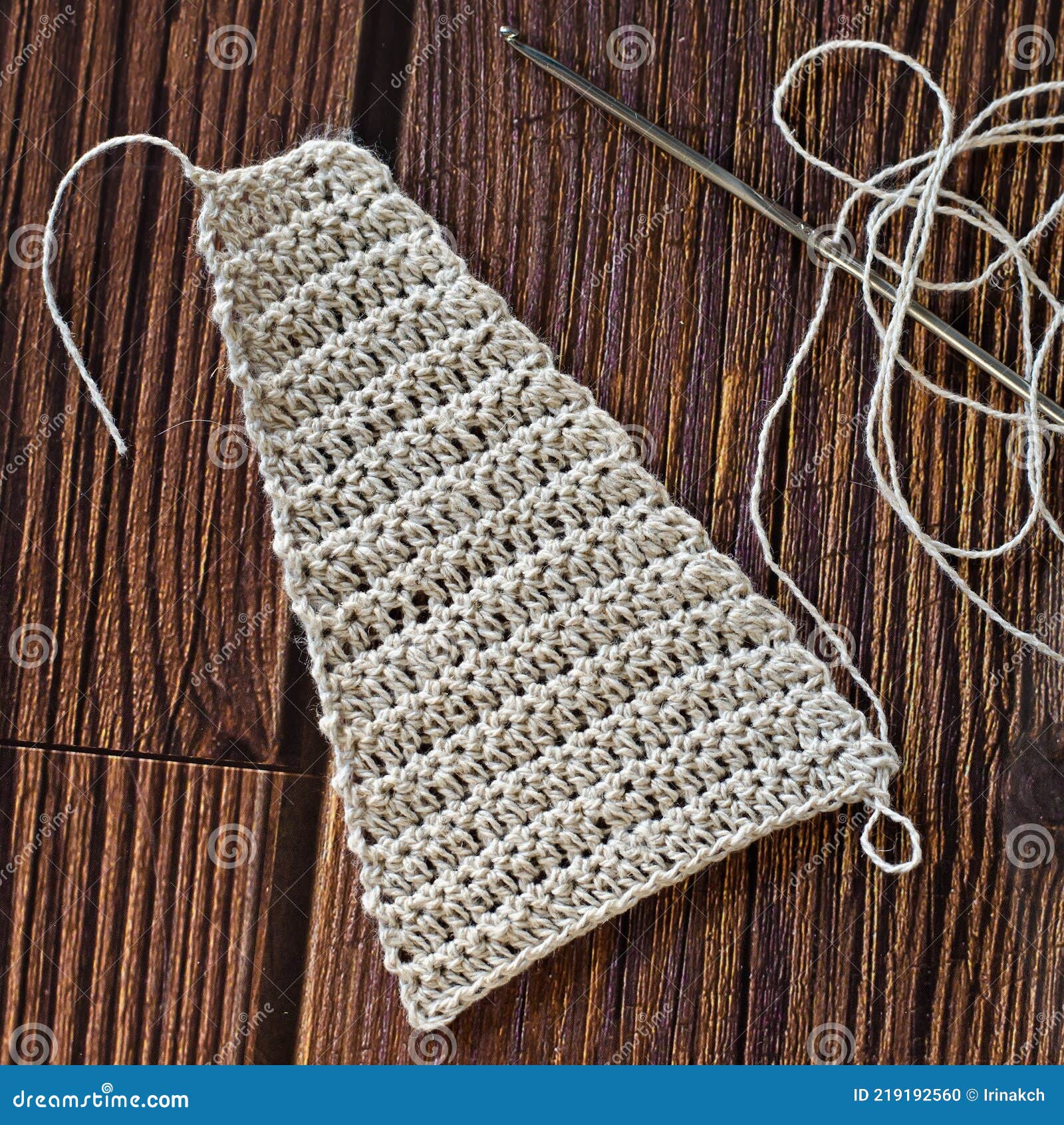 Handmade Crocheted with White Linen Threads on a Wooden Table Stock ...