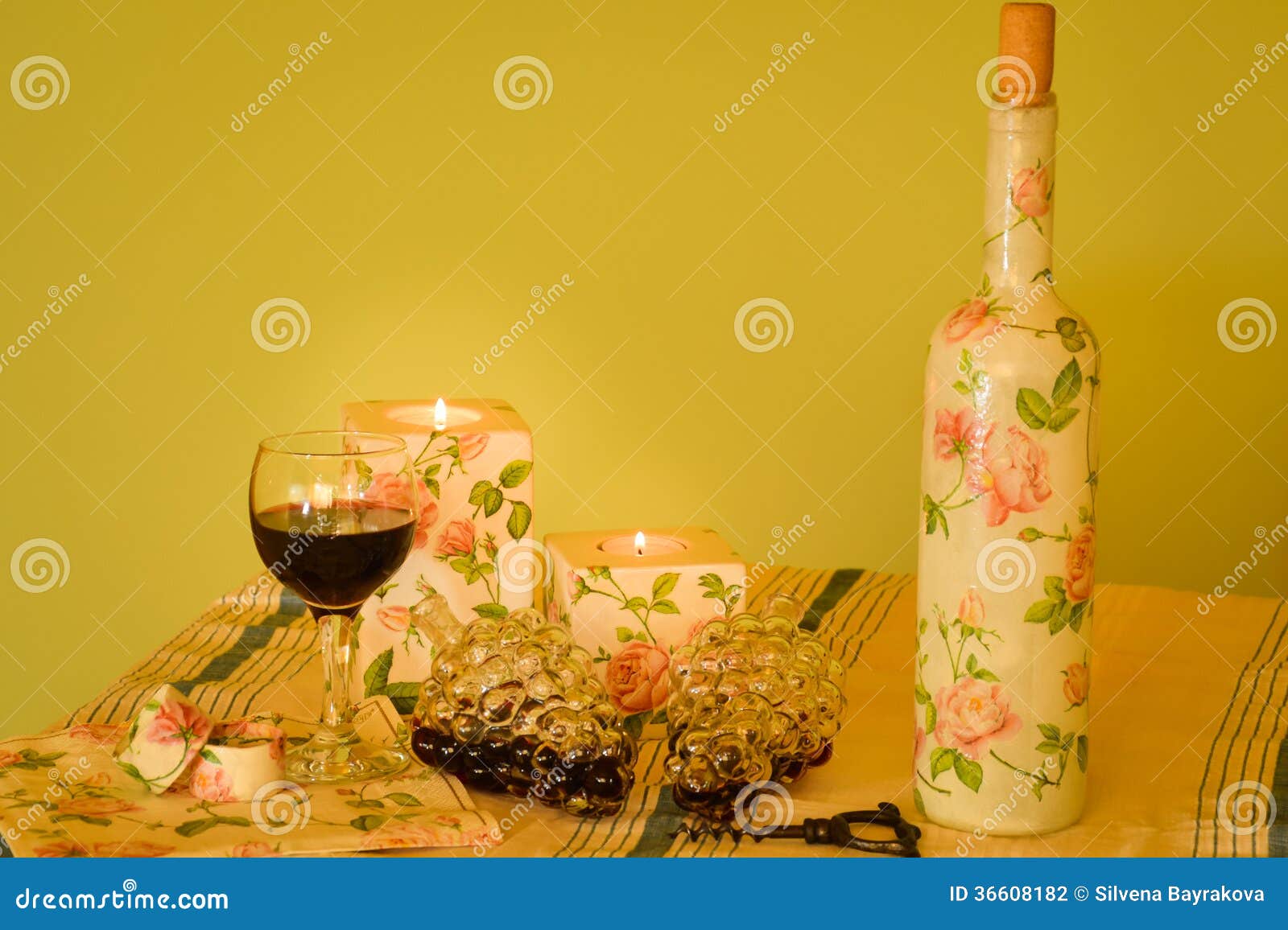 Handmade Decorated Objects and Wine Stock Photo - Image of mastery ...