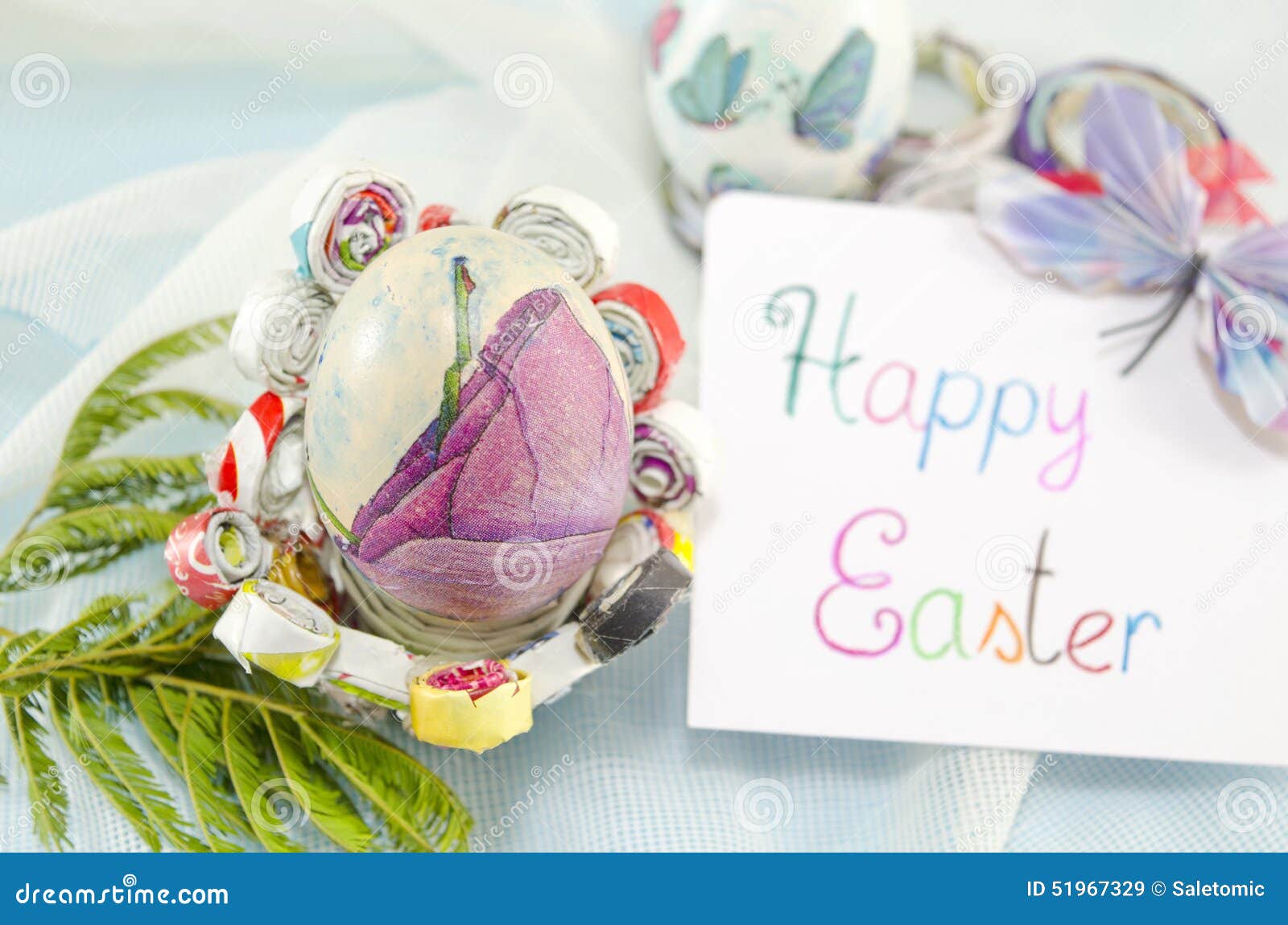 Handmade Decoupage Easter Egg Stock Image - Image of festive, design ...