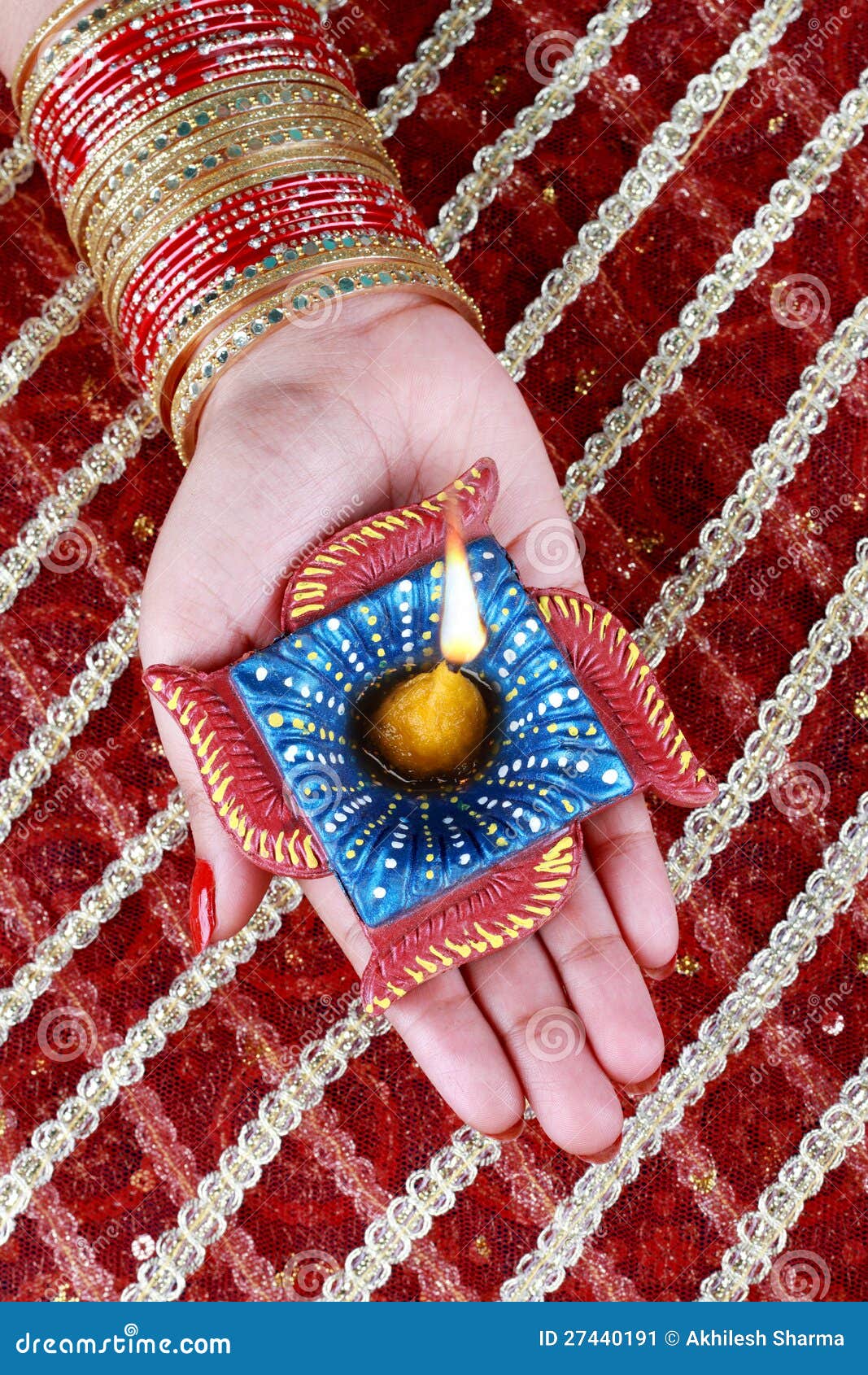 Handmade Diwali Diya Lamp in Hand Stock Image - Image of handmade ...