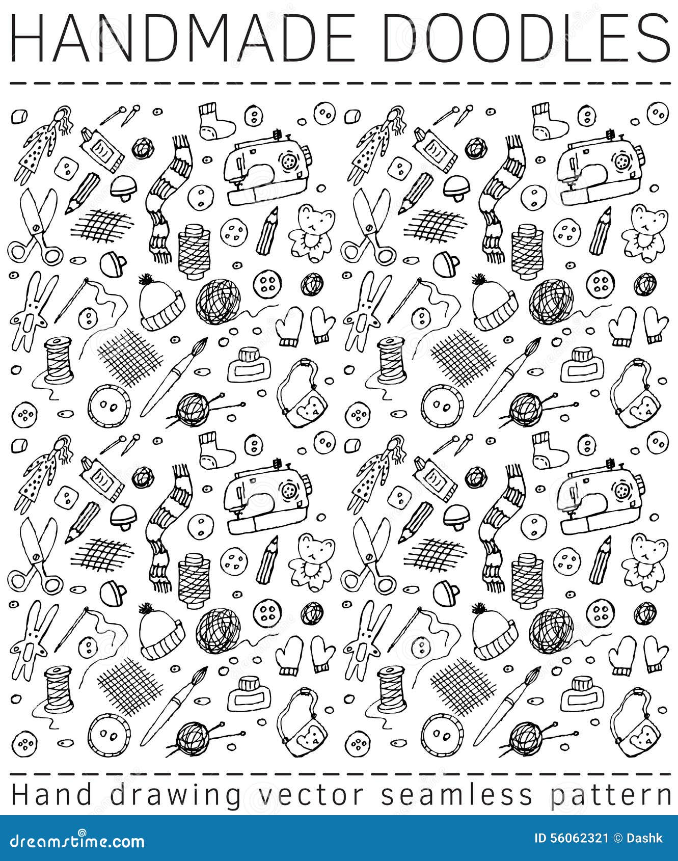 Handmade Doodles Objects and Icons Seamless Pattern Stock Vector ...