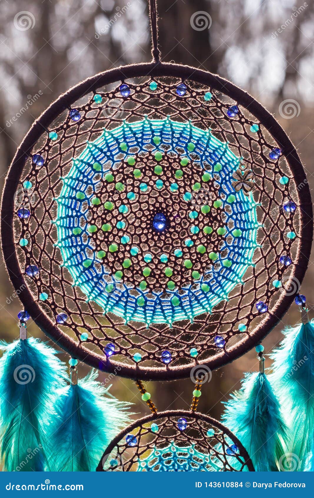 Handmade Dream Catcher with Feathers Threads and Beads Rope Hanging ...