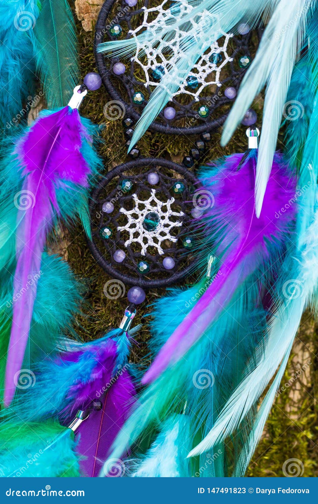 Handmade Dream Catcher with Feathers Threads and Beads Rope Hanging ...