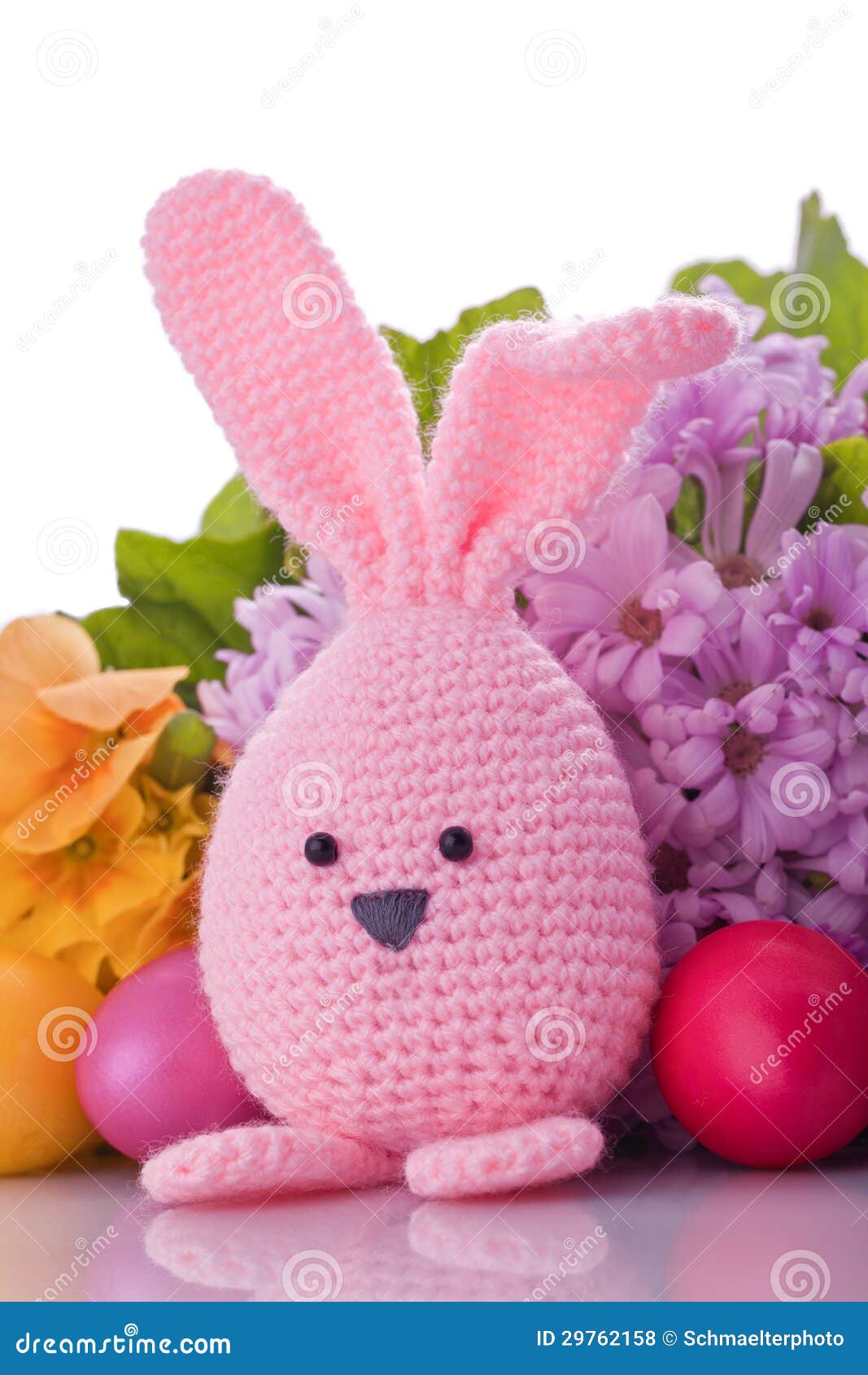Handmade Easter Bunny with Easter Eggs Stock Photo - Image of ...
