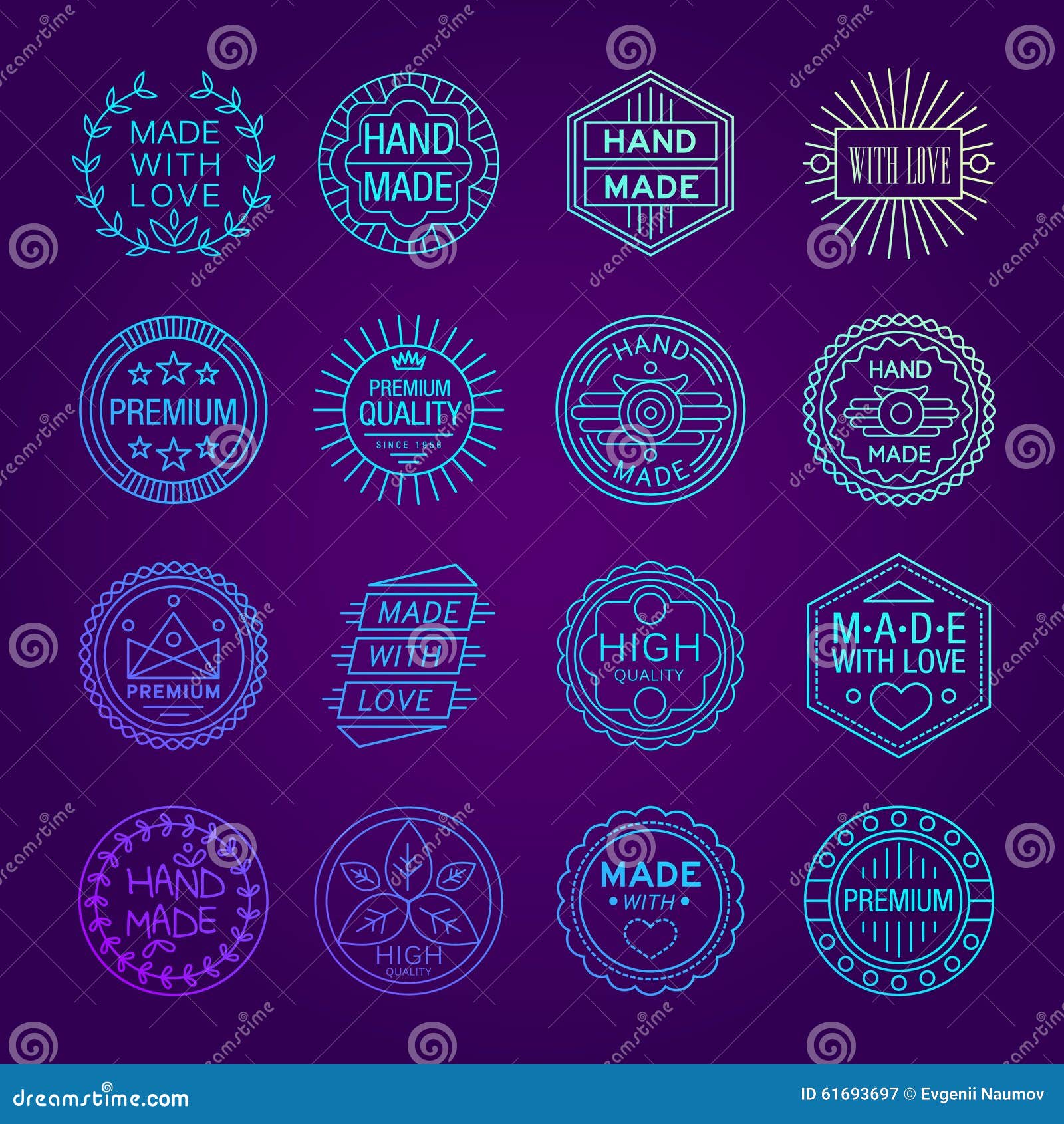 Handmade Emblems Linear Set Stock Vector - Illustration of exclusive ...