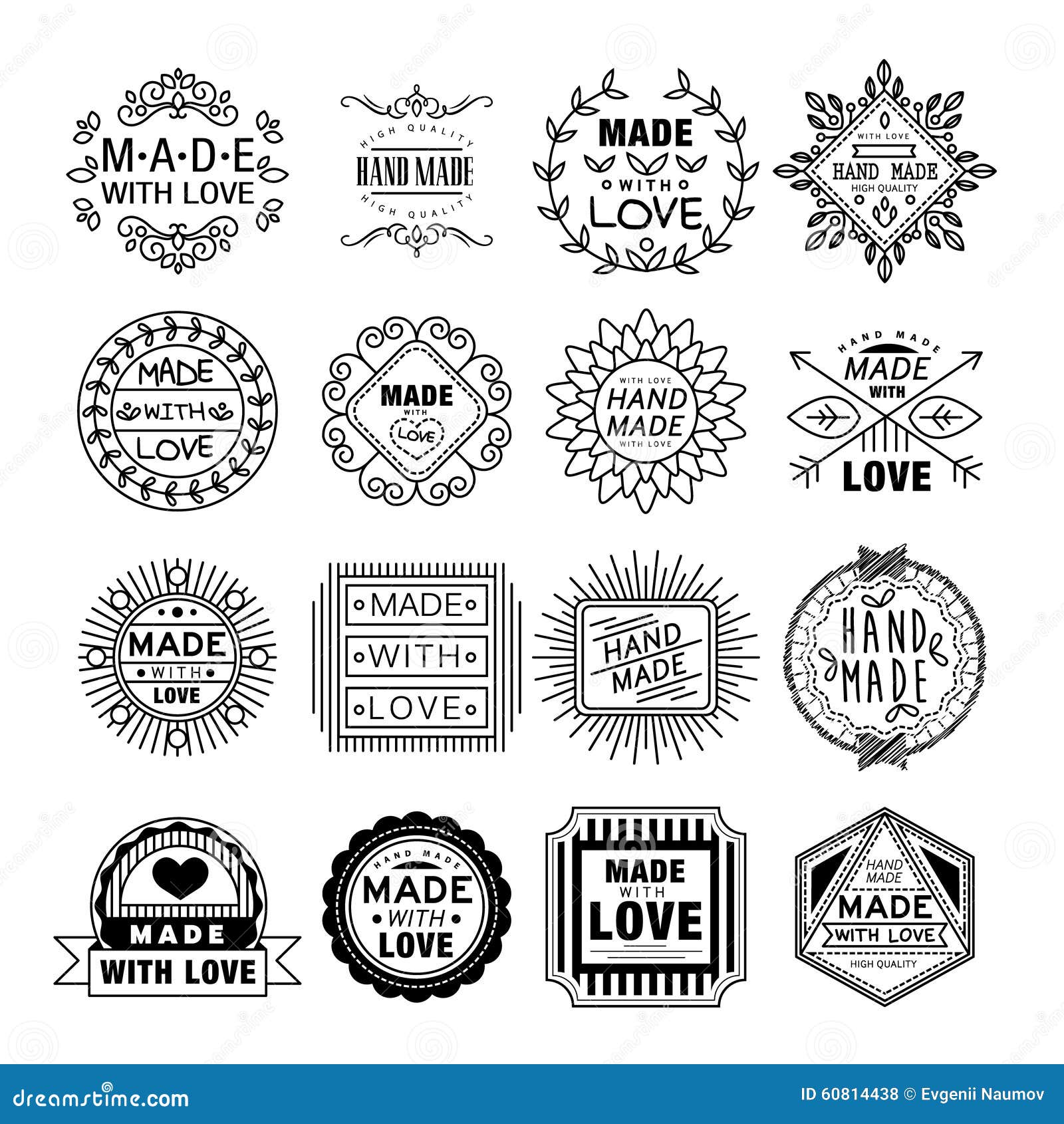 Handmade Emblems in Linear Style Vector Stock Vector - Illustration of ...