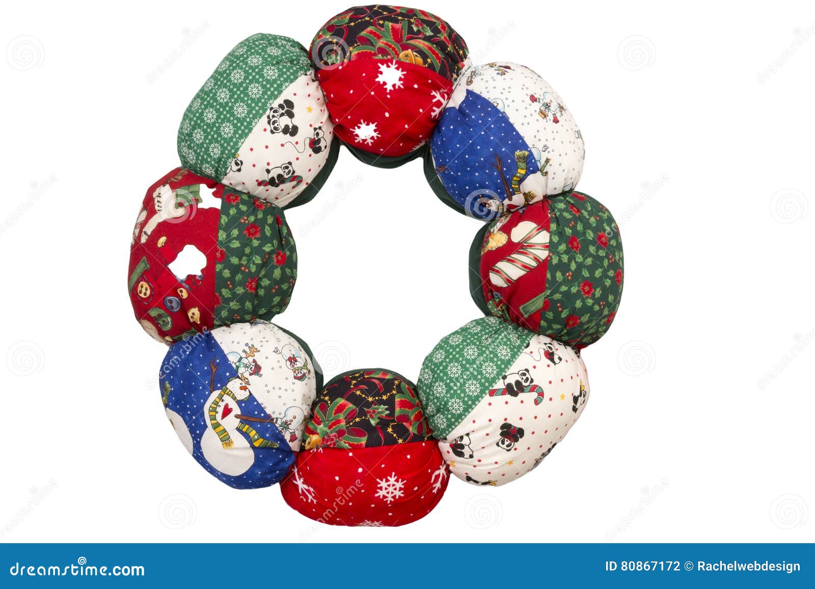 Handmade Fabric Christmas Wreath in a Quilted Pattern Stock Photo ...