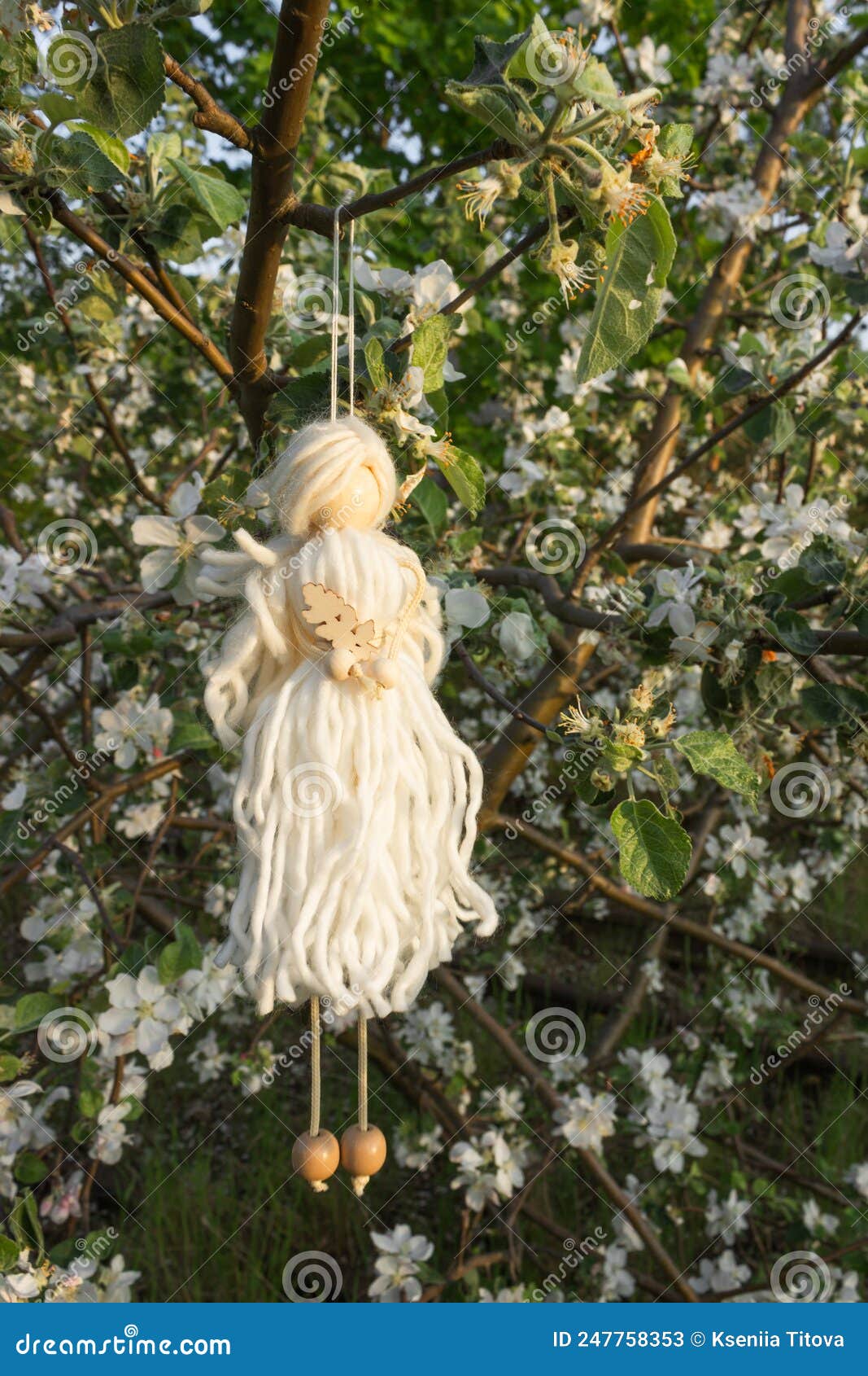 Handmade Faceless Doll Knitted from a White Threads. Macrame Technique ...