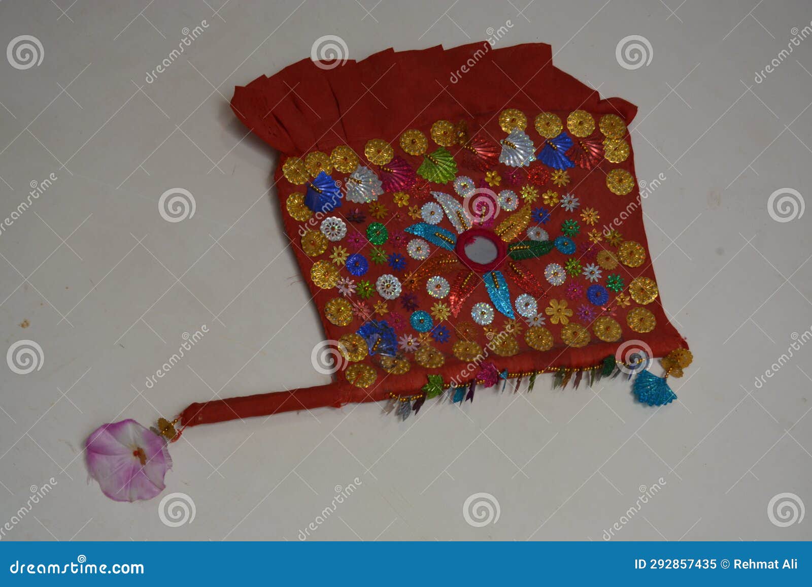 A Handmade Fancy Fan Made of Bamboo with Red Cloth Stock Image - Image ...