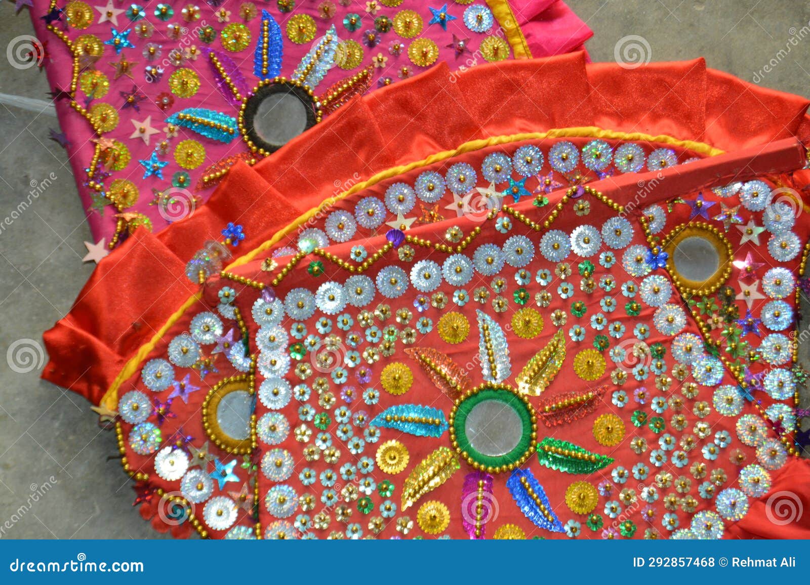 A Handmade Fancy Fan Made of Bamboo with Red Cloth Stock Photo - Image ...