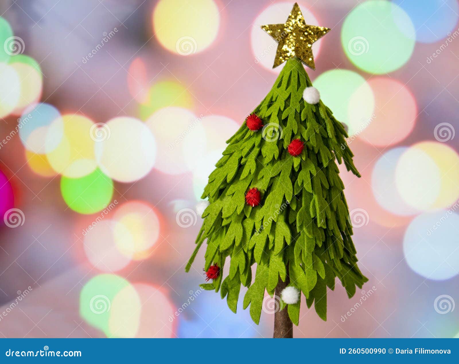 Handmade from Felt and Wood. Christmas Tree Stock Photo - Image of ...