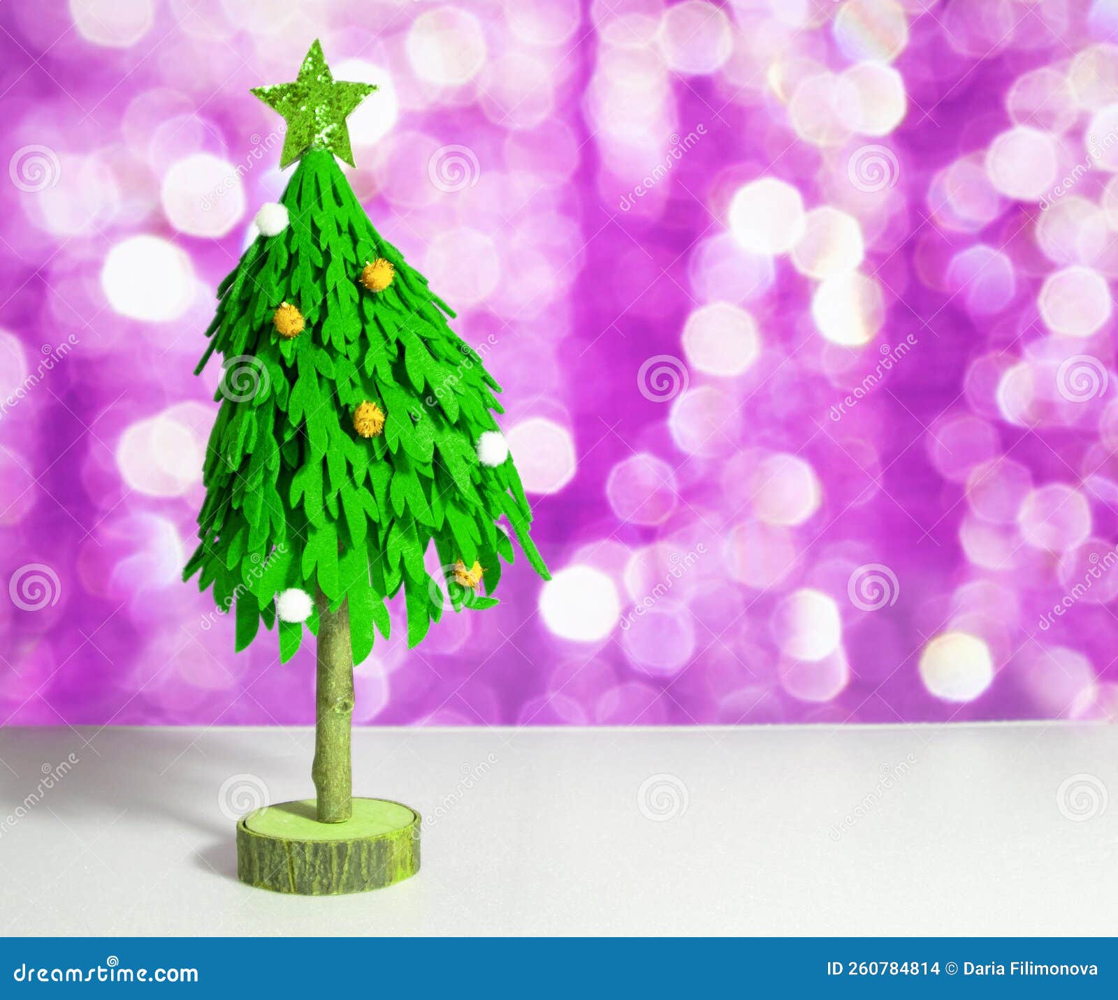 Handmade from Felt and Wood. Christmas Tree Stock Photo - Image of hand ...