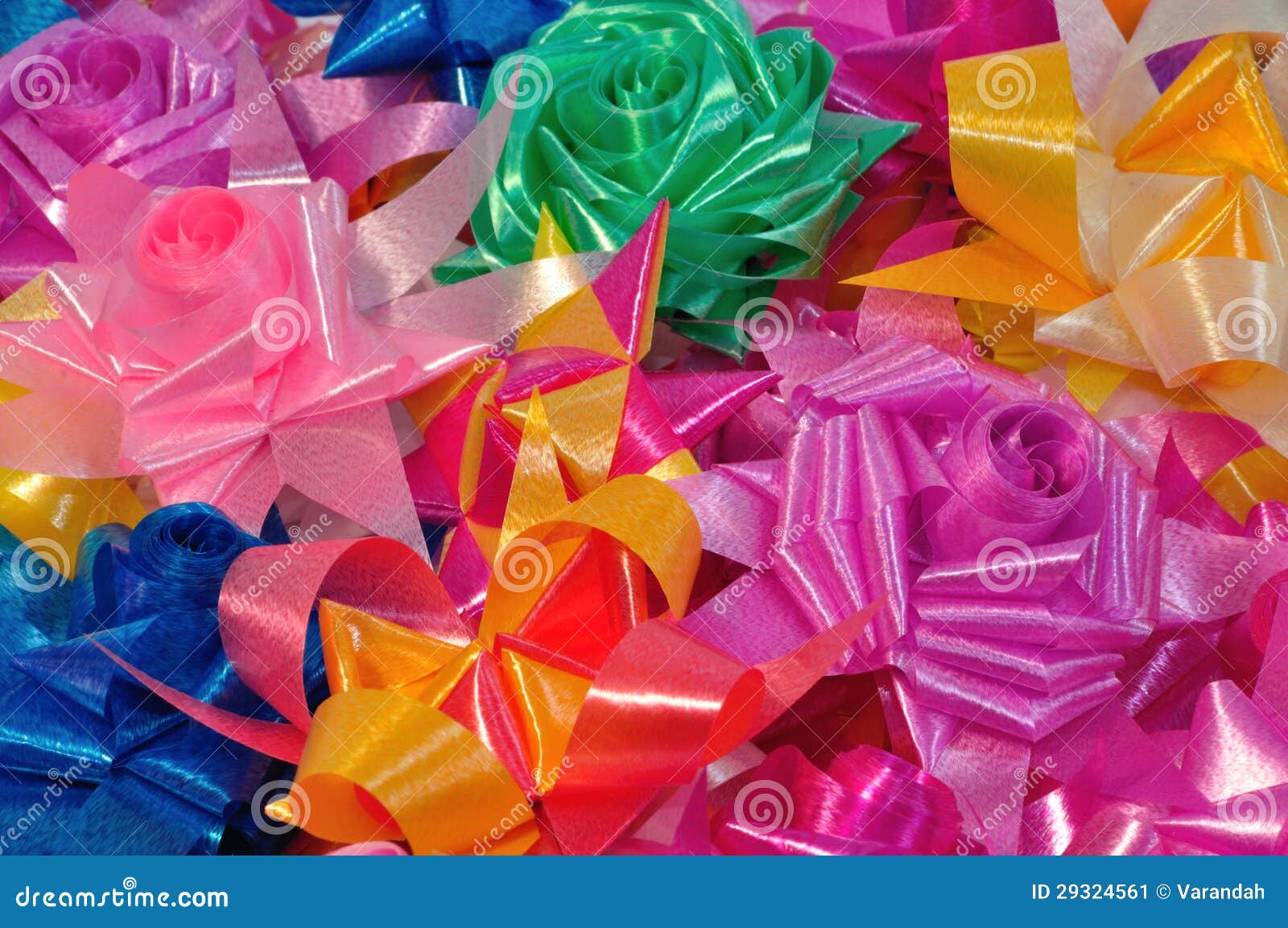 Handmade Flowers Made from Colorful Ribbons Stock Image - Image of ...