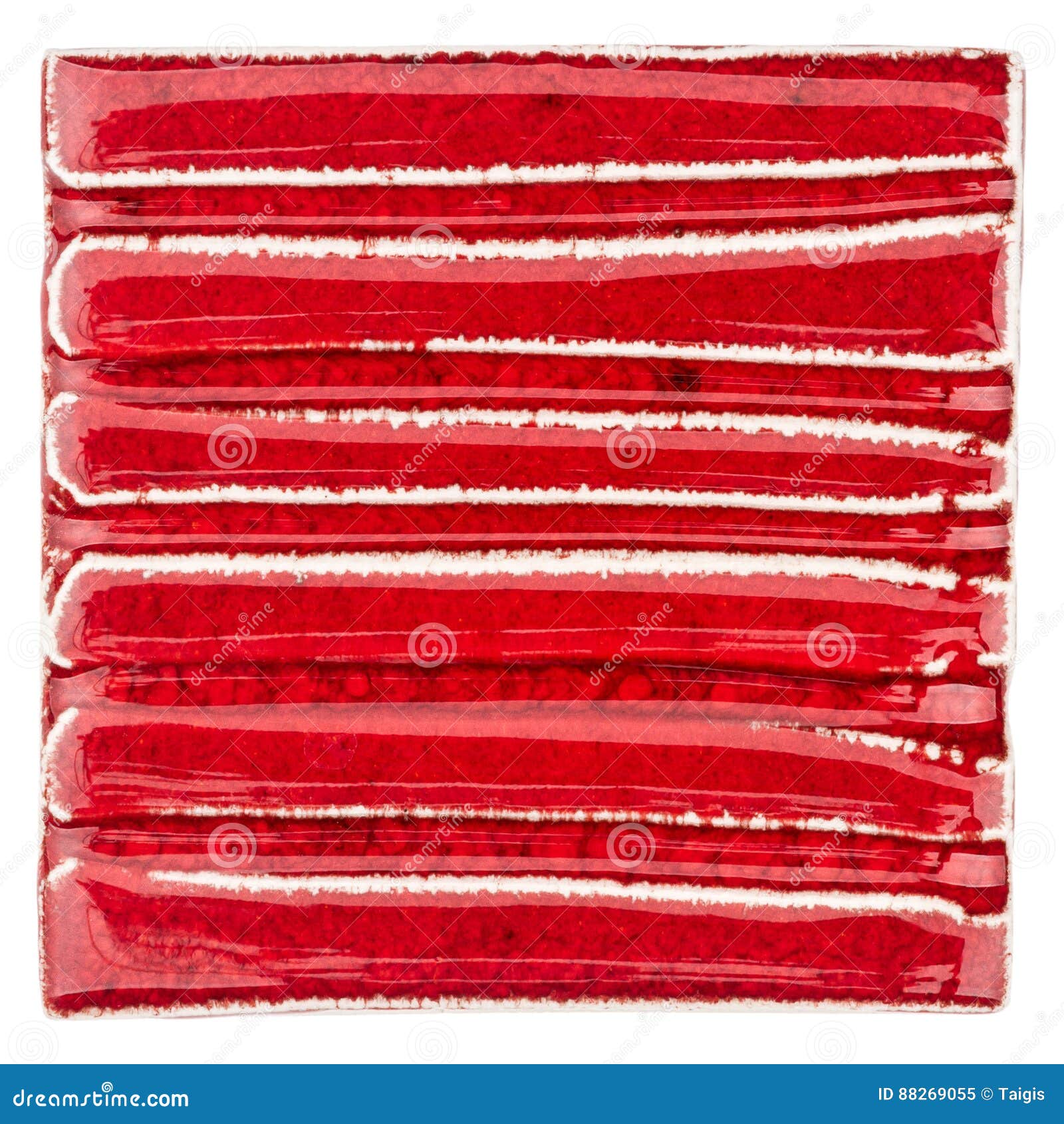 Handmade Glazed Red Ceramic Tile Stock Image - Image of clay ...