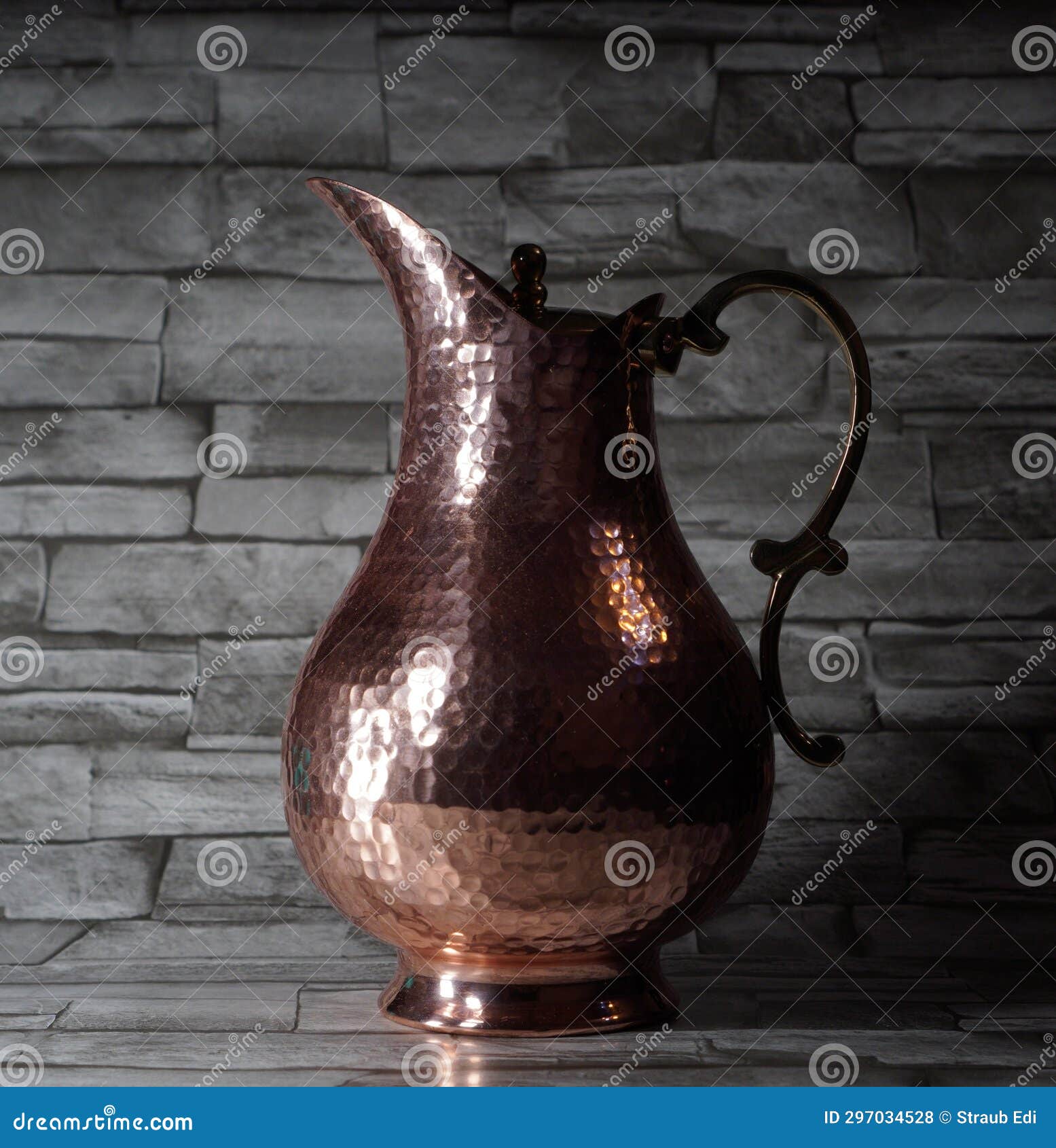 Handmade Hammered Copper Pitcher for Water or Wine Stock Photo - Image ...