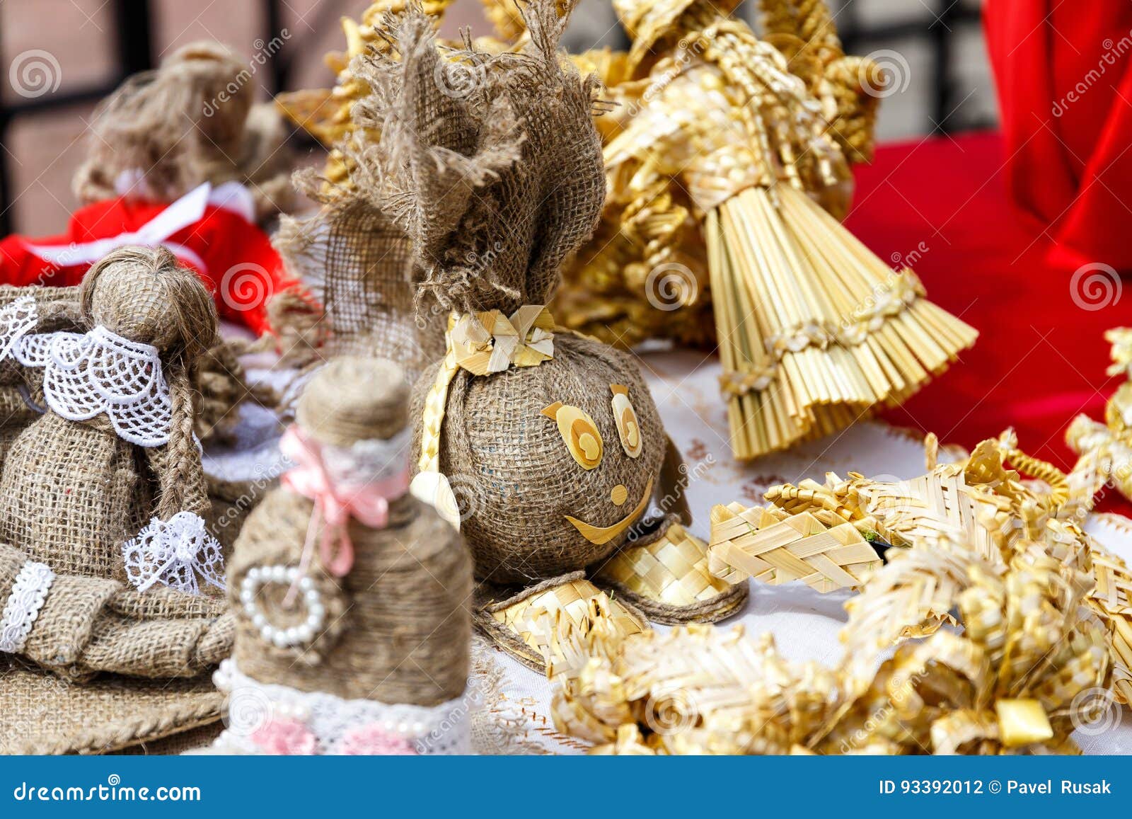 Handmade Hay and Flax Products at the Fair of Folk Stock Photo - Image ...