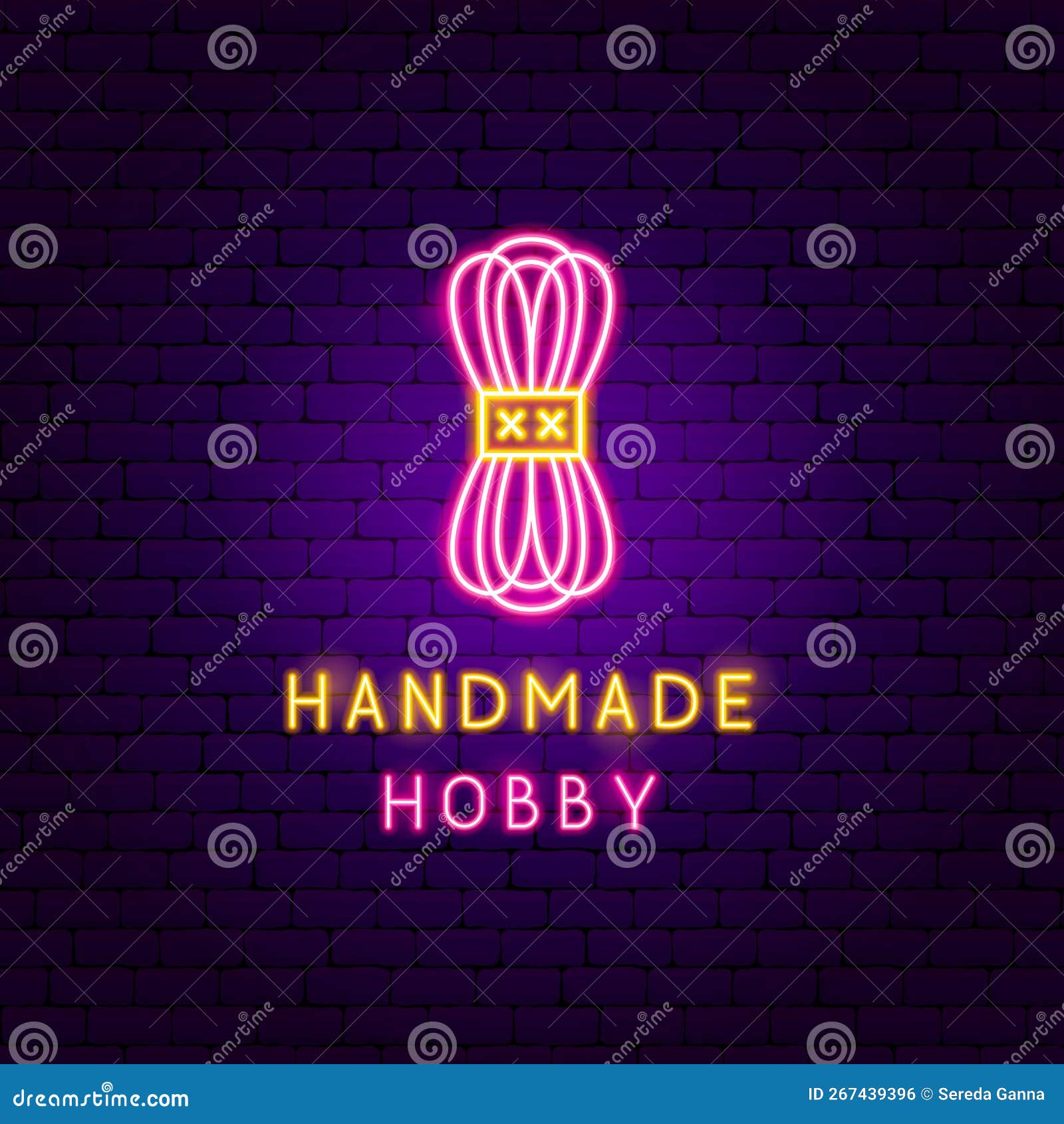 Handmade Hobby Neon Label stock vector. Illustration of textile - 267439396