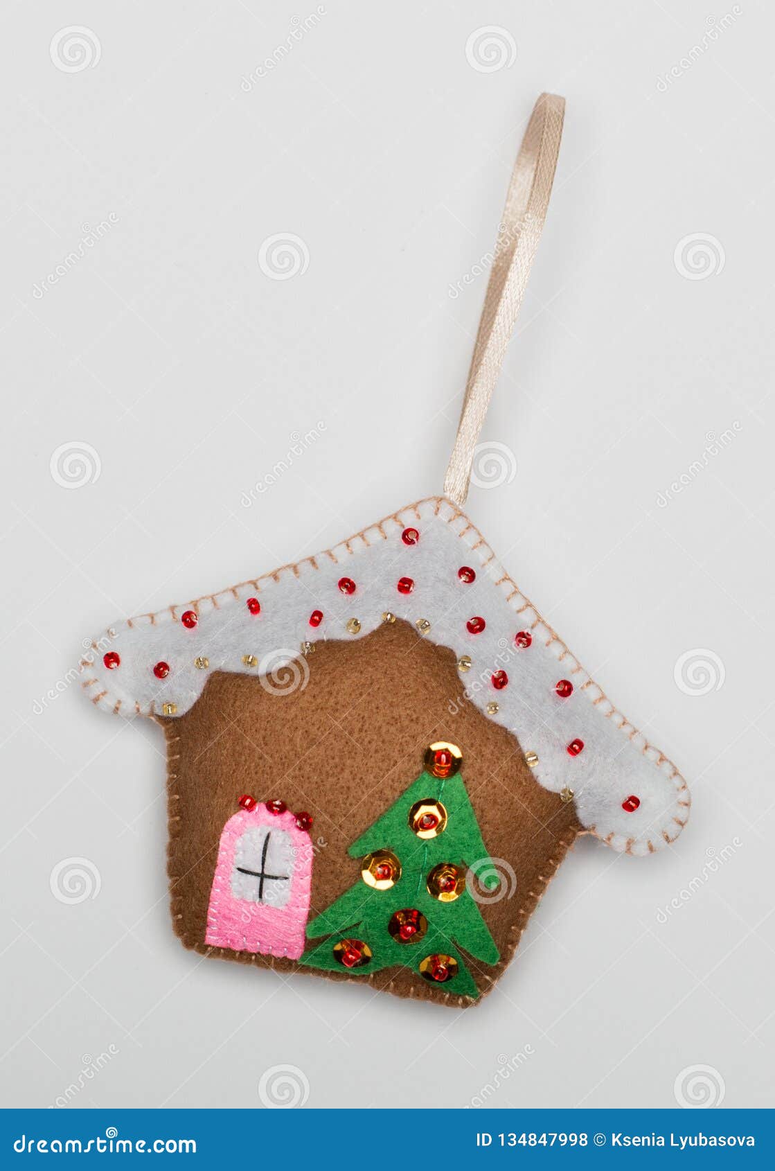 Handmade House of Felt Lying on a White Background Stock Photo - Image ...