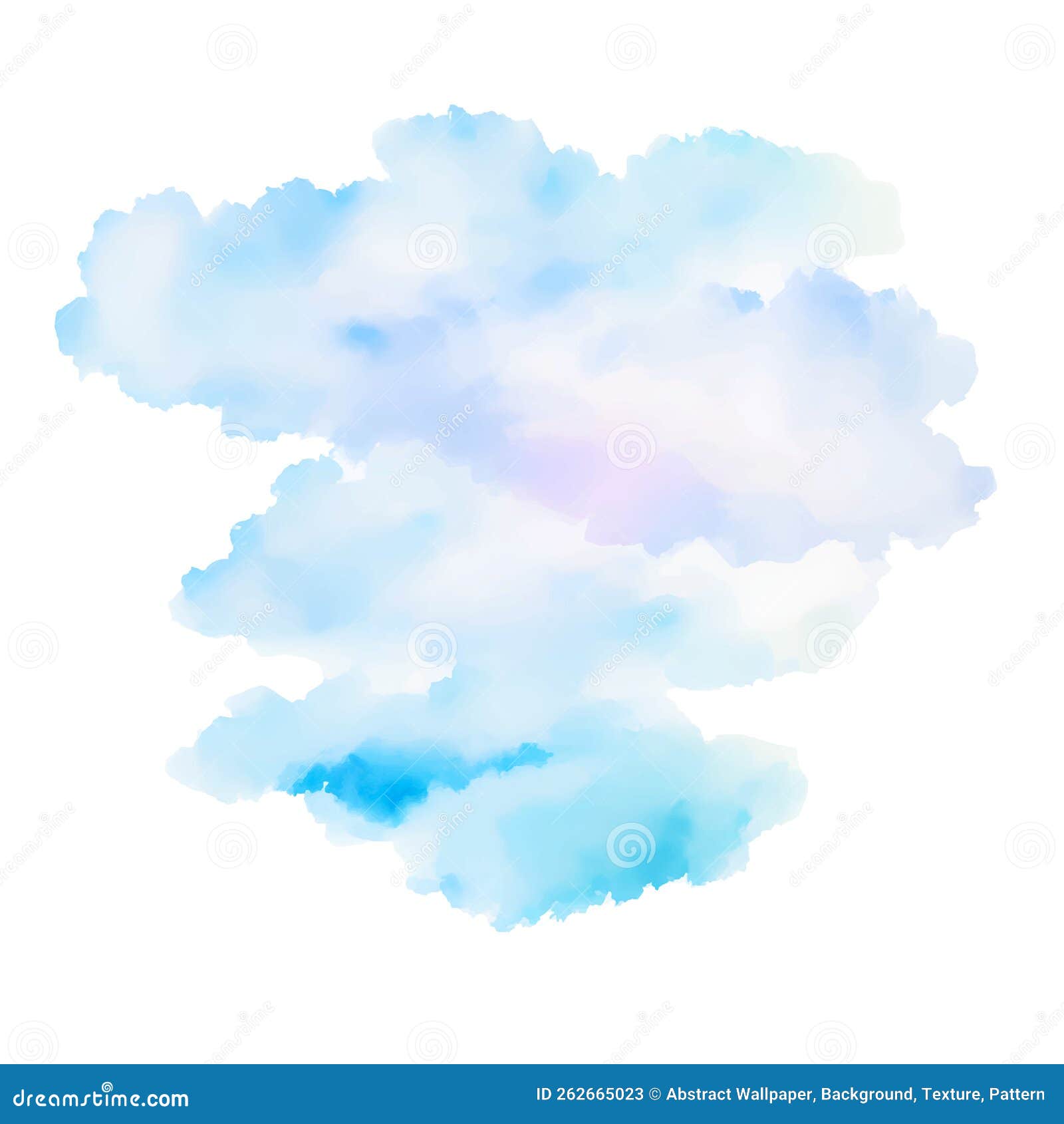 Handmade Illustration of Blue Clouds, Sky Watercolor, Light Abstract Splash on White Background ...