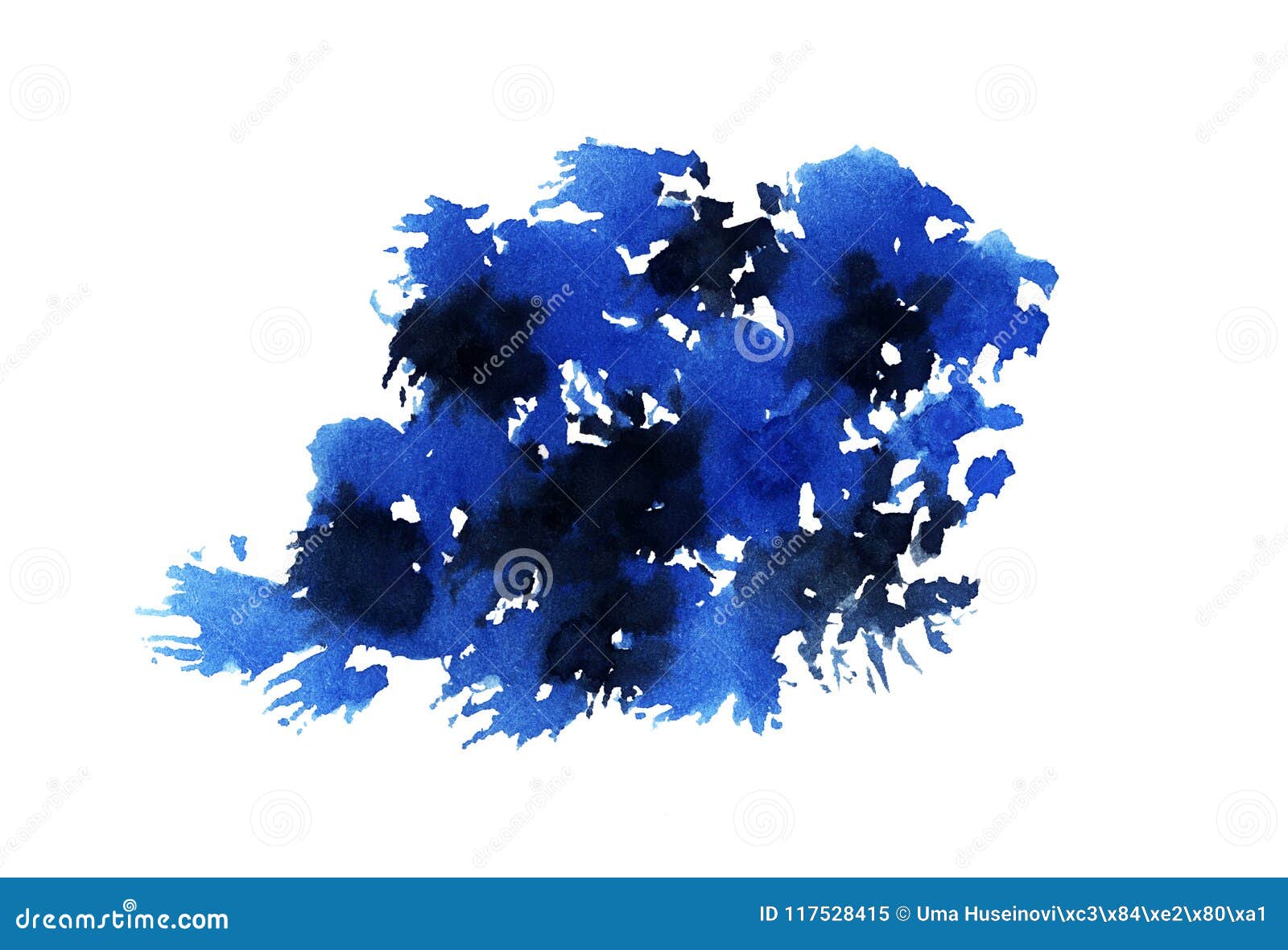 Abstract Expressive Splat of Blue Watercolor Stock Illustration ...