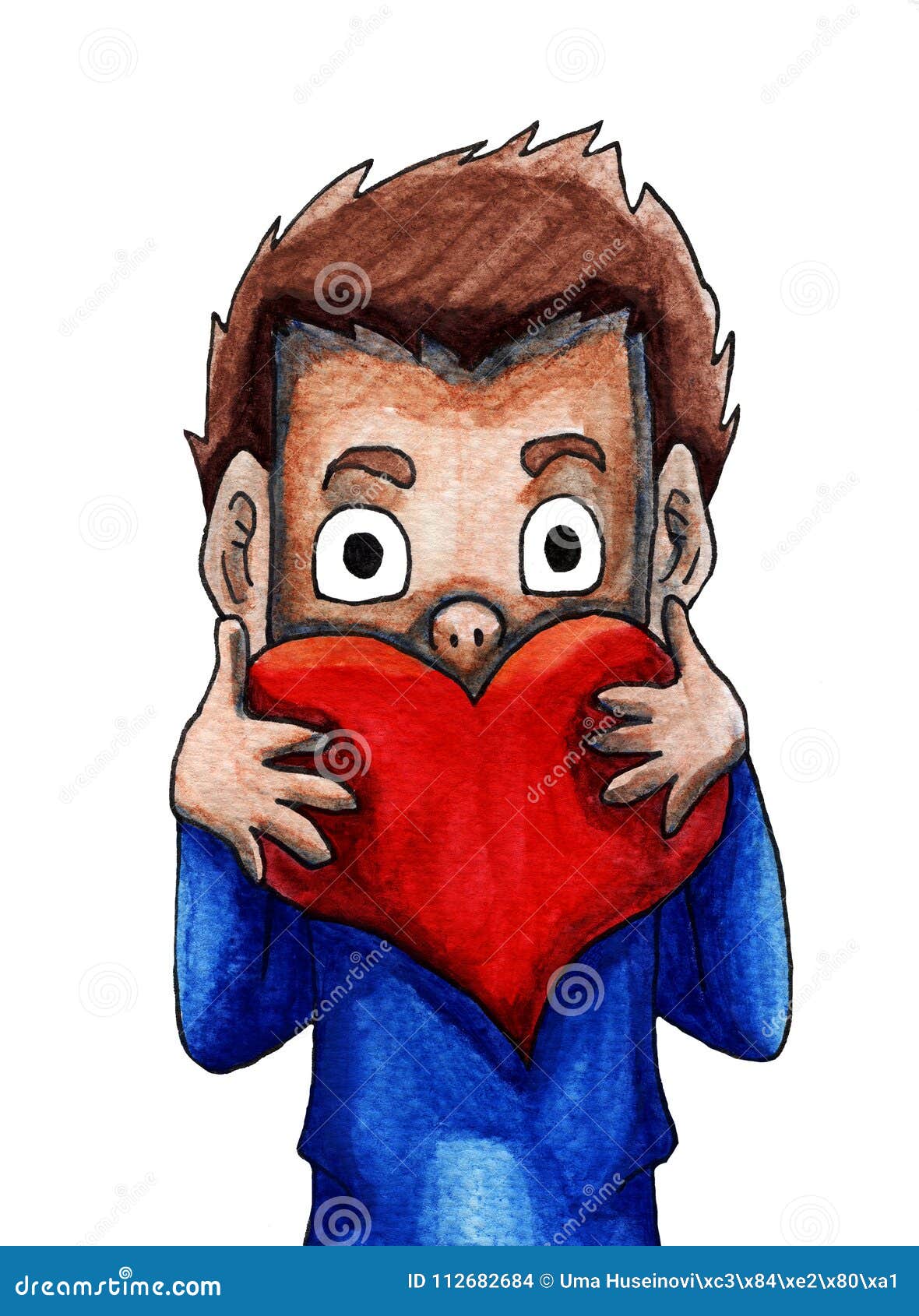 Boy with Heart stock illustration. Illustration of adorable - 112682684