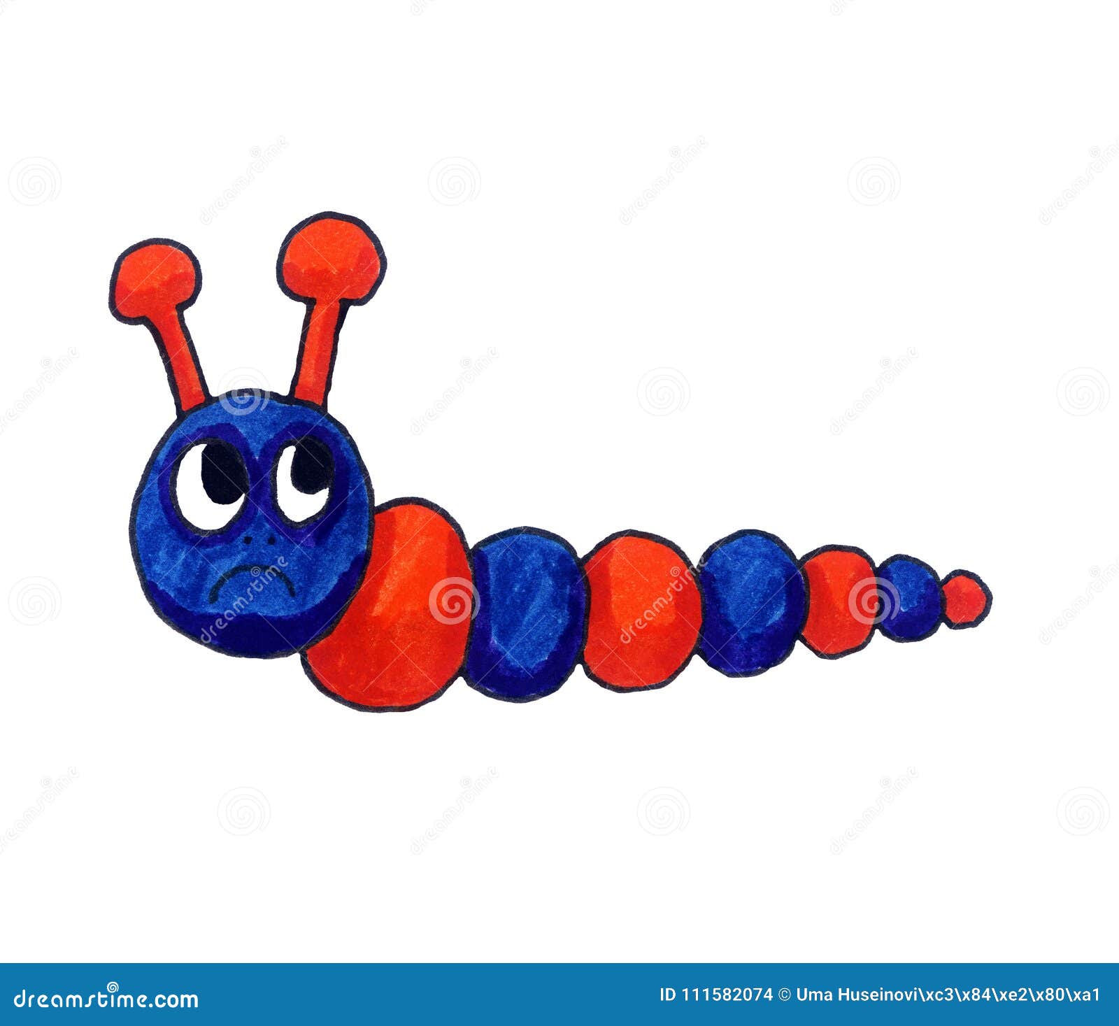 Sad Colorful Worm stock illustration. Illustration of funny - 111582074