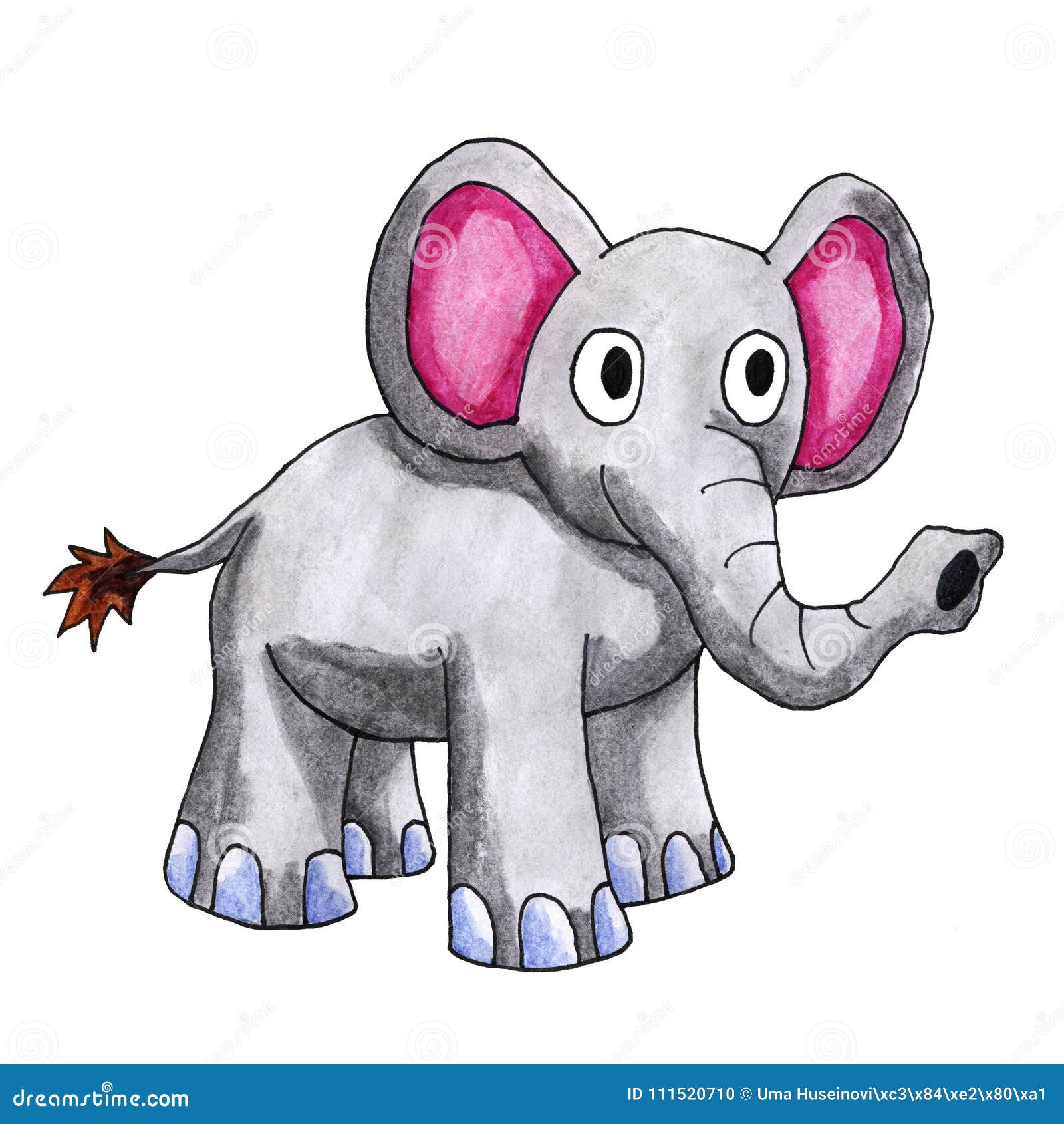 Adorable Grey Elephant stock illustration. Illustration of lovely ...