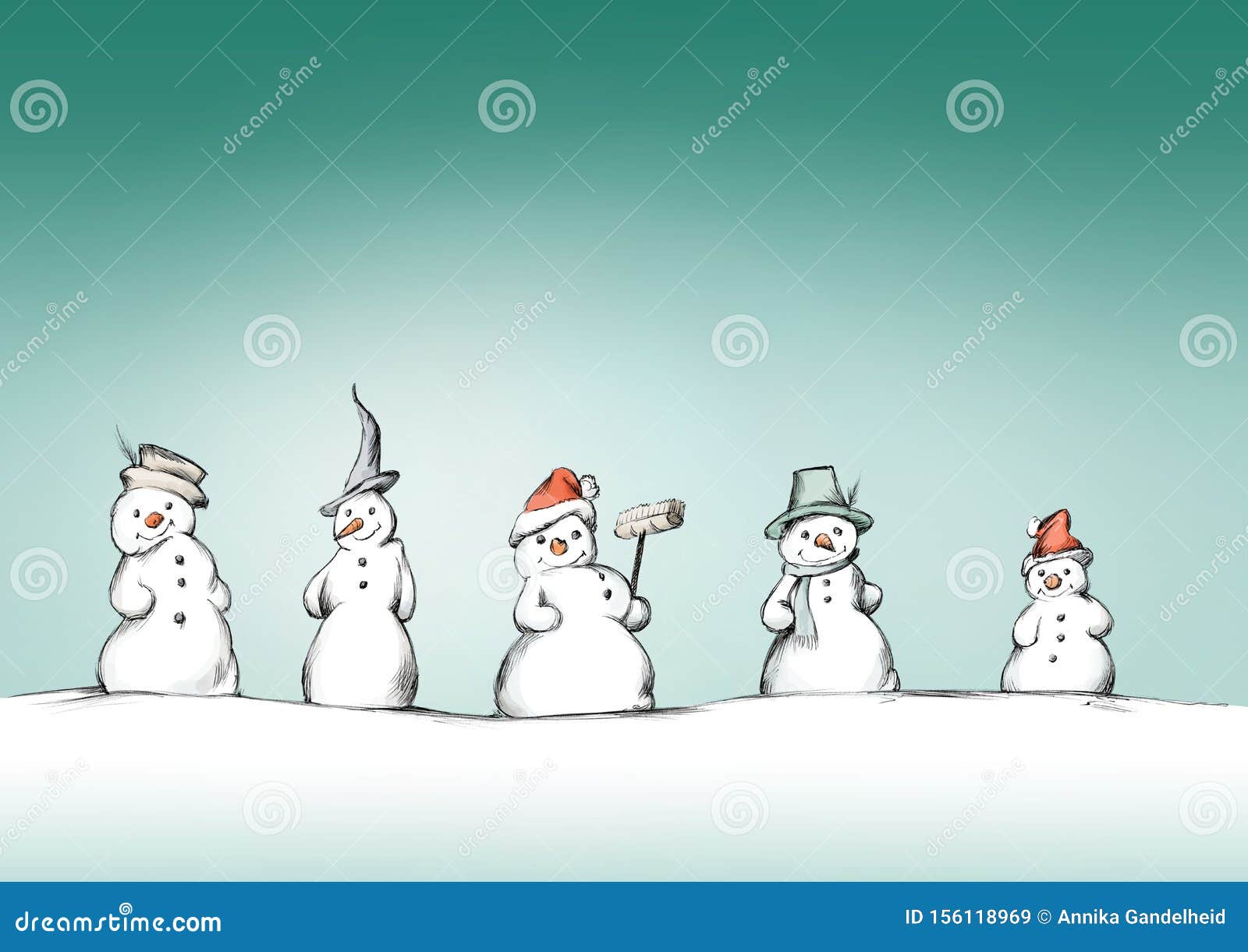 Snowmen Row Stock Illustrations – 50 Snowmen Row Stock Illustrations ...