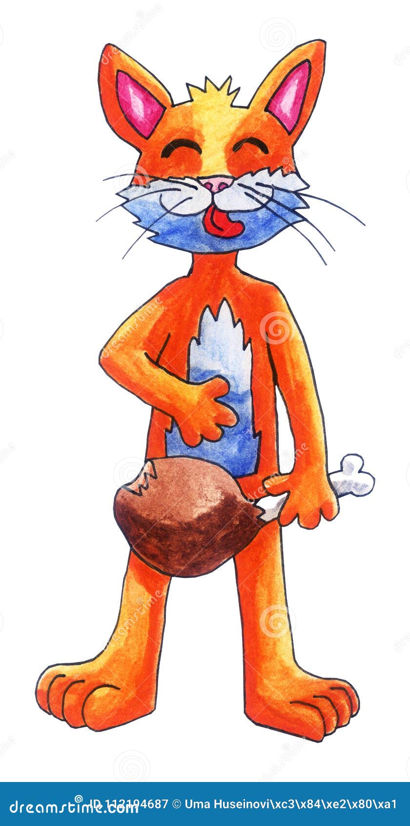 Happy Hungry Cat stock illustration. Illustration of feline - 112194687
