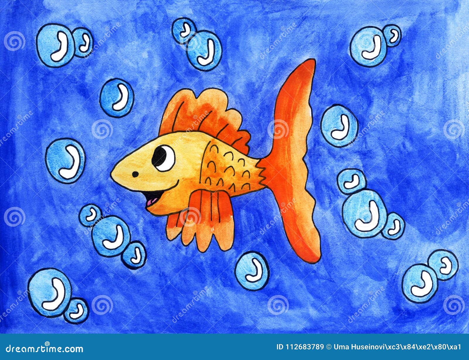 Happy Fish Playing with Bubbles Stock Image - Image of colorful, animal ...