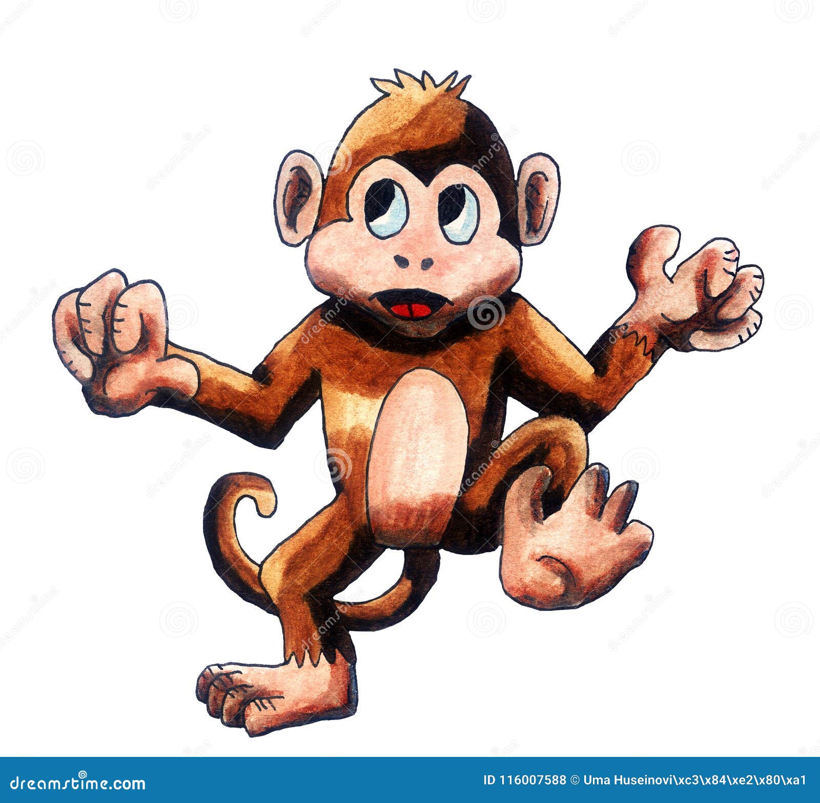 Dancing Watercolor Monkey stock illustration. Illustration of active ...