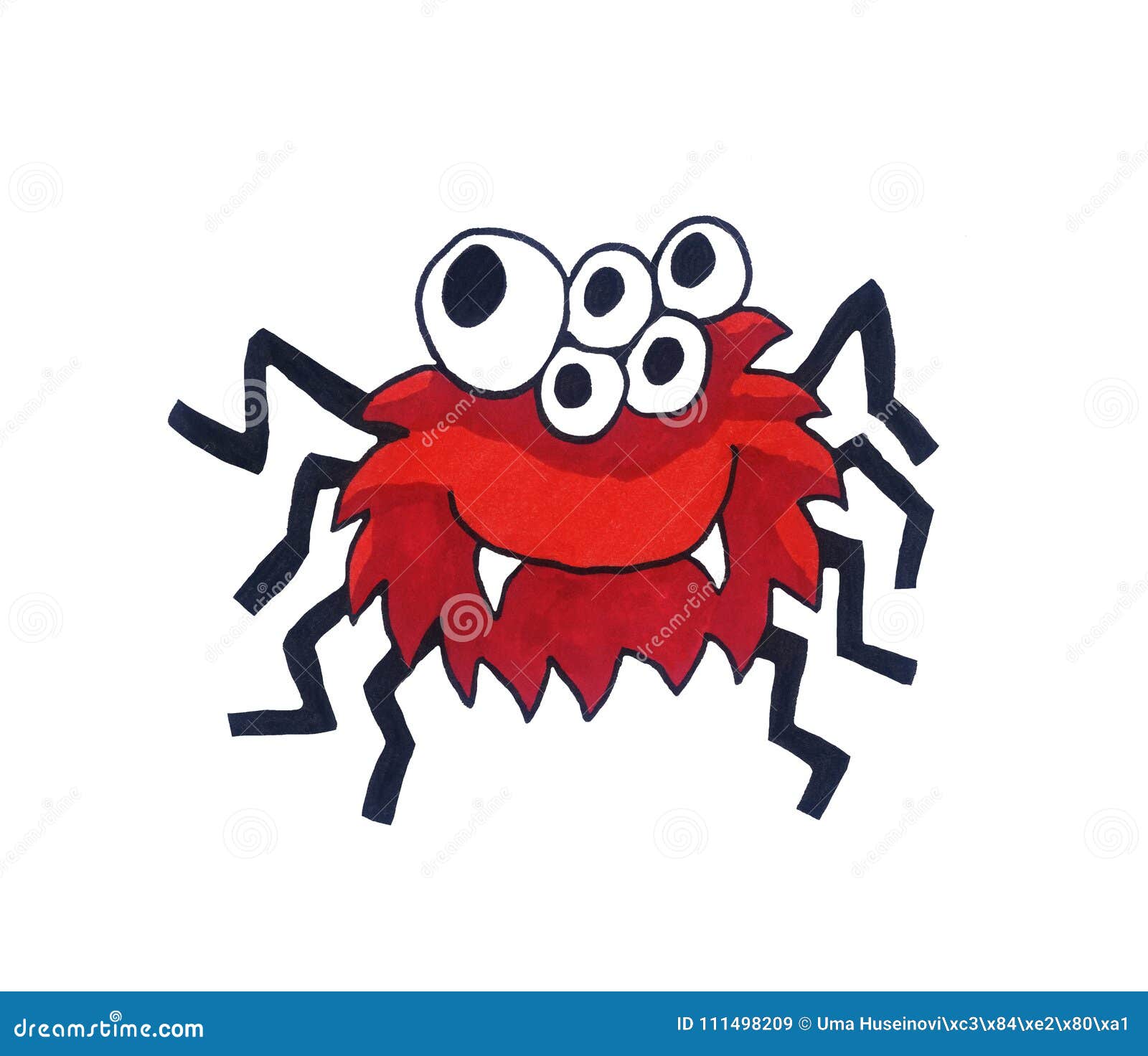 Fluffy Red Spider stock illustration. Illustration of halloween - 111498209