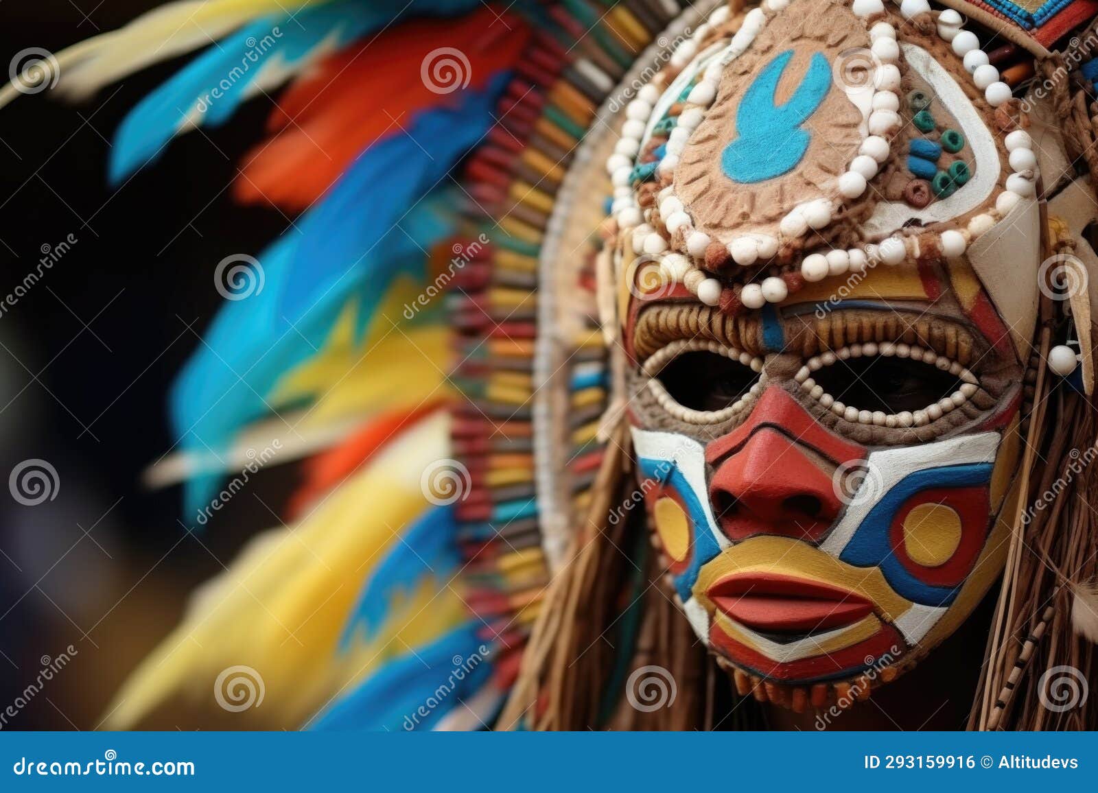 Handmade Indigenous Mask Closeup Stock Photo - Image of closeup ...