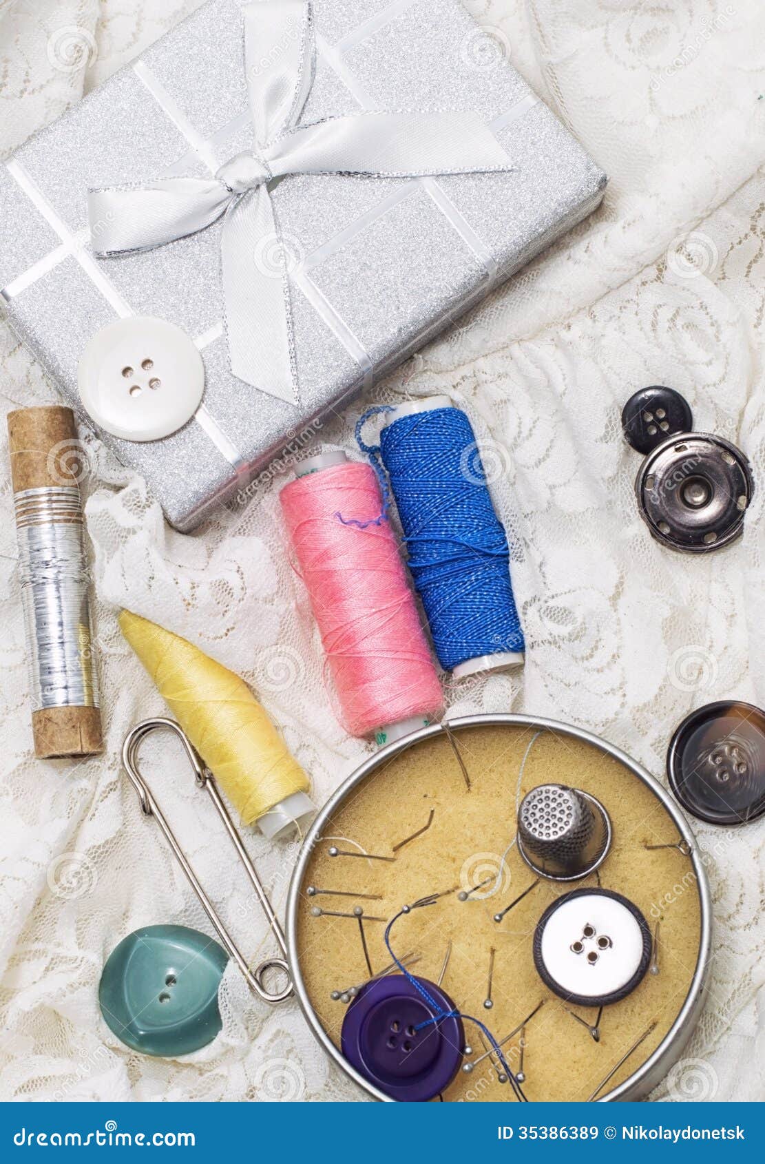 Handmade and Instruments of Repairman Clothing and Thread Stock Image ...