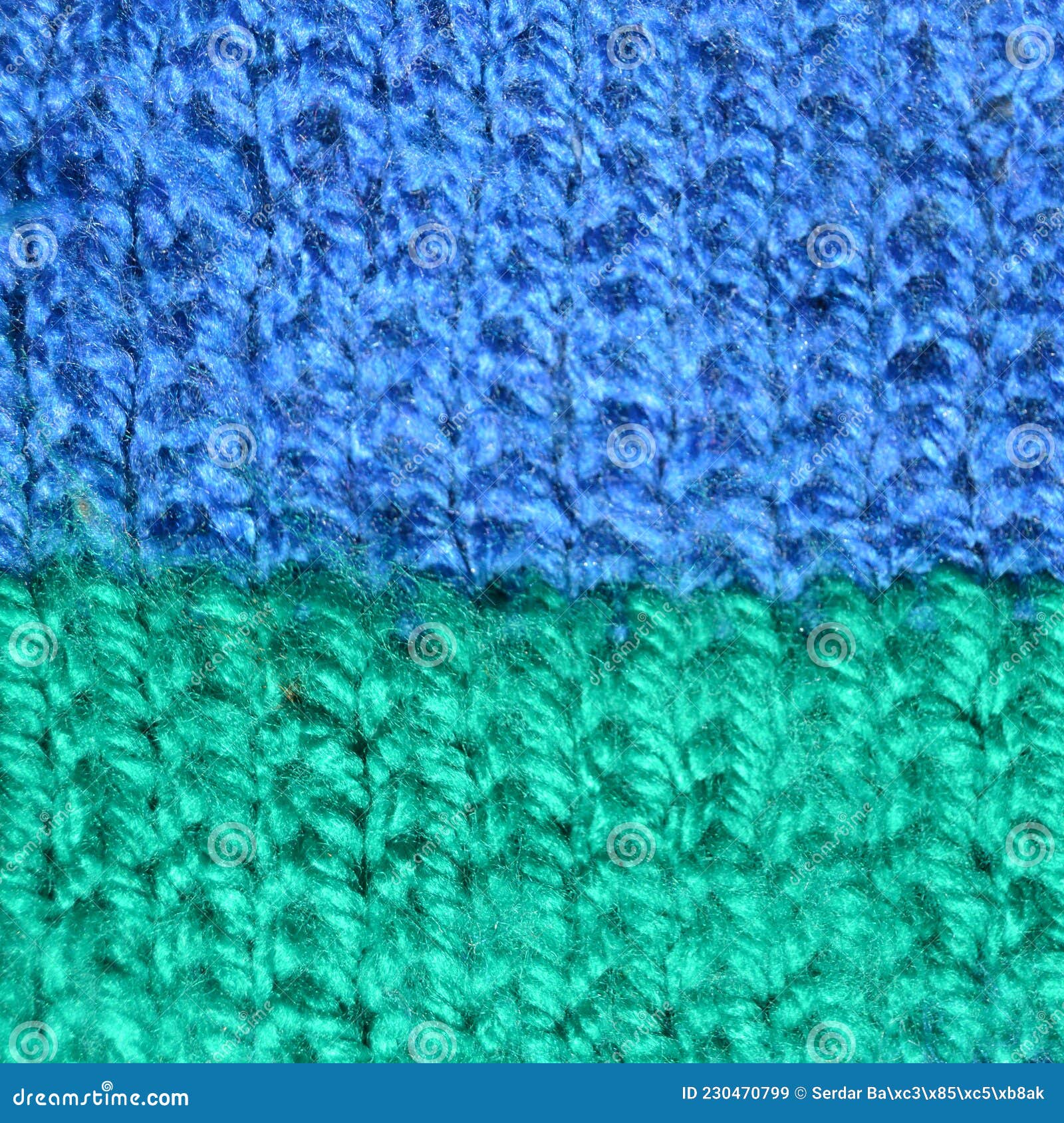 Handmade Knitted Fabric Blue and Turquoise Wool Background Texture ...