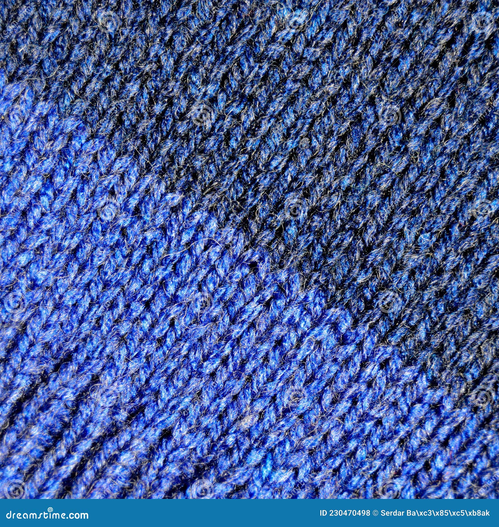 Handmade Knitted Fabric Blue Wool Background Texture Stock Photo ...