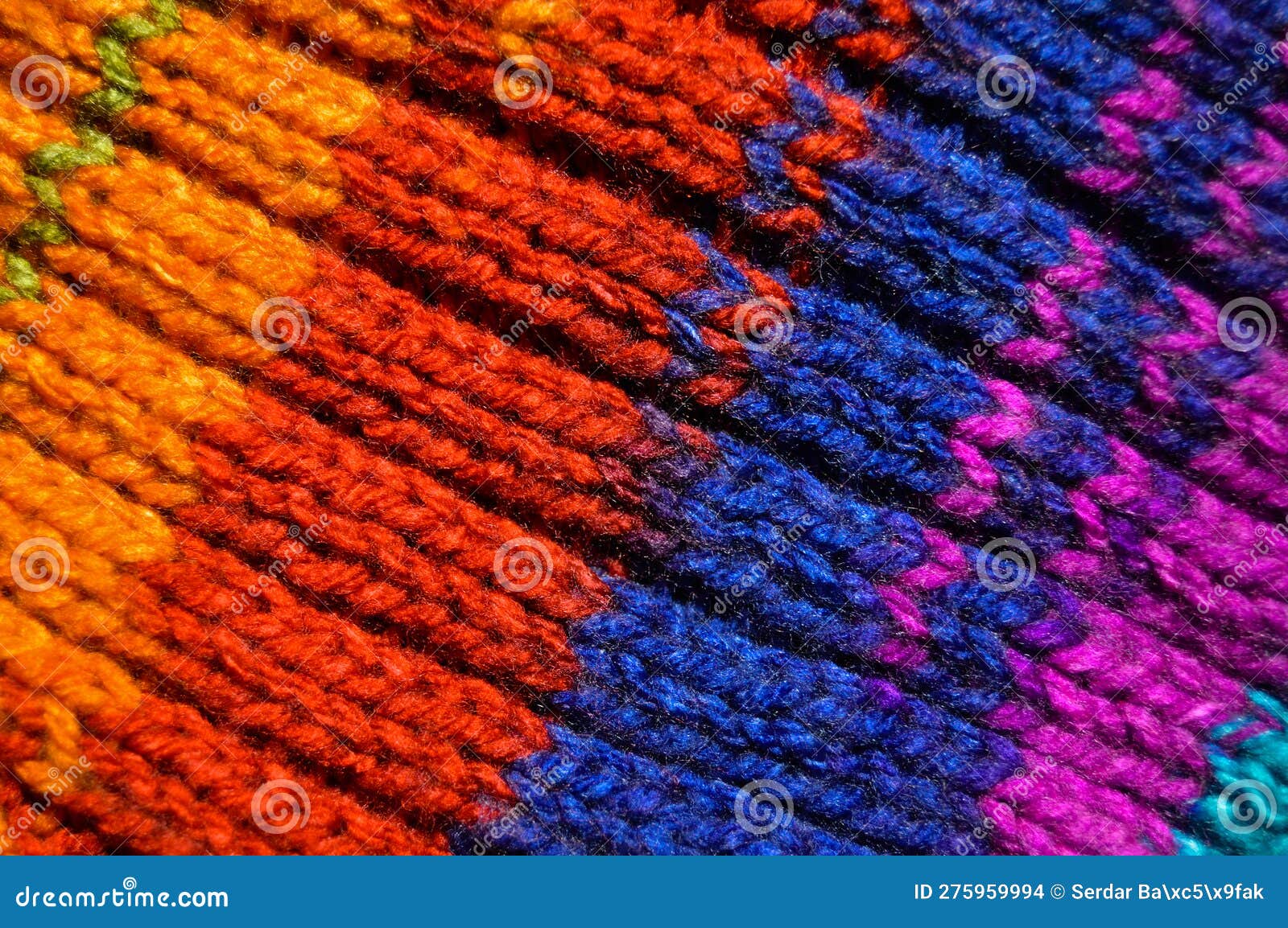 Handmade Knitted Fabric Colored Wool Background Texture Stock Photo ...