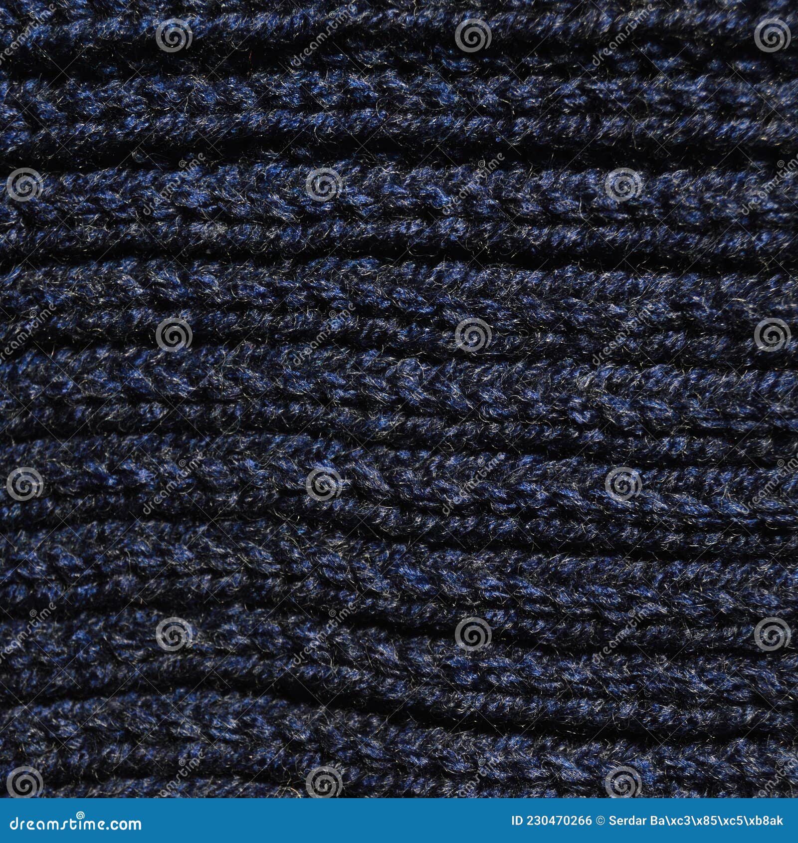 Handmade Knitted Fabric Dark Blue Wool Background Texture Stock Photo ...