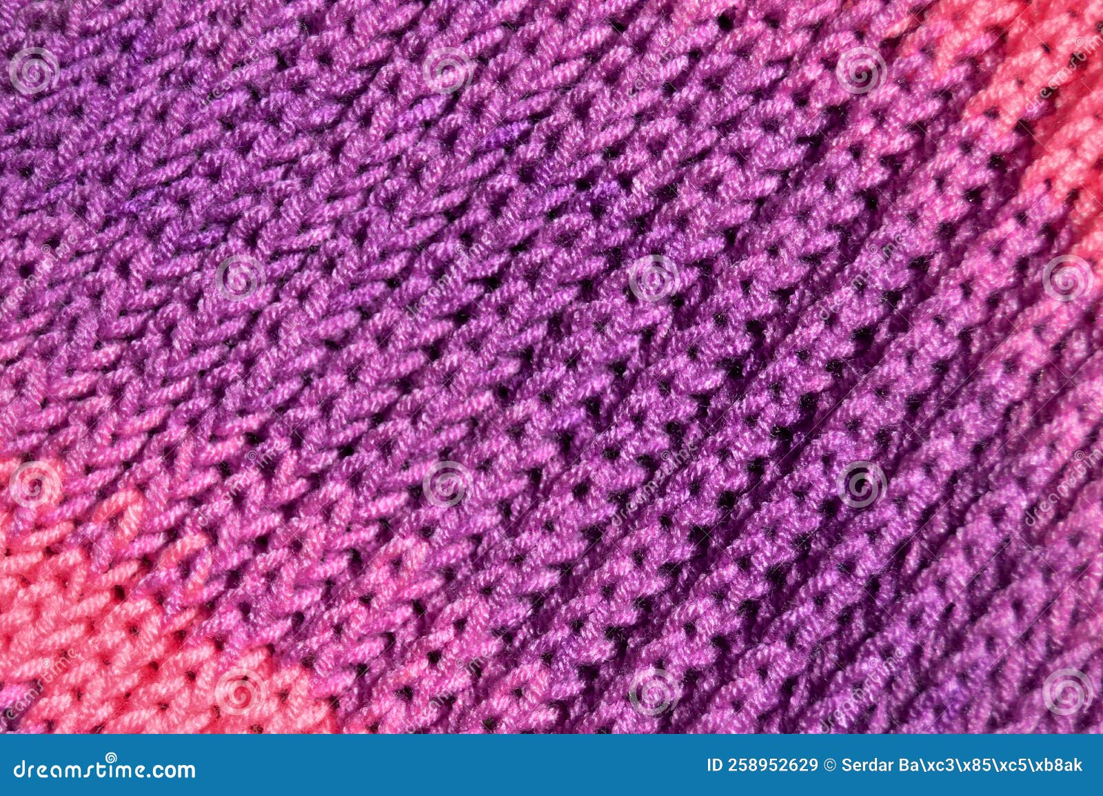 Handmade Knitted Fabric Purple and Pink Wool Background Texture Stock ...