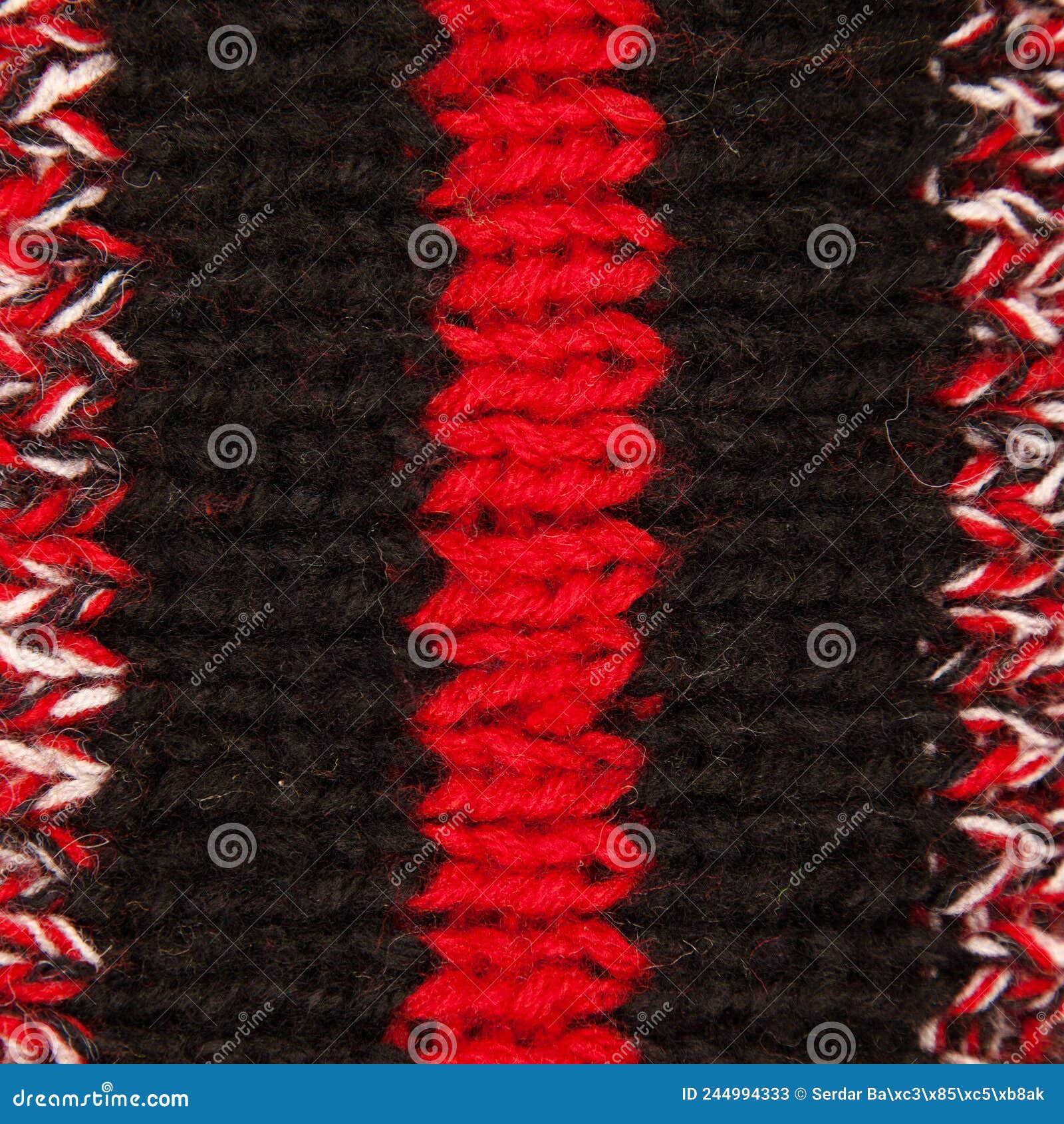 Handmade Knitted Fabric Red and Black Wool Background Texture Stock ...