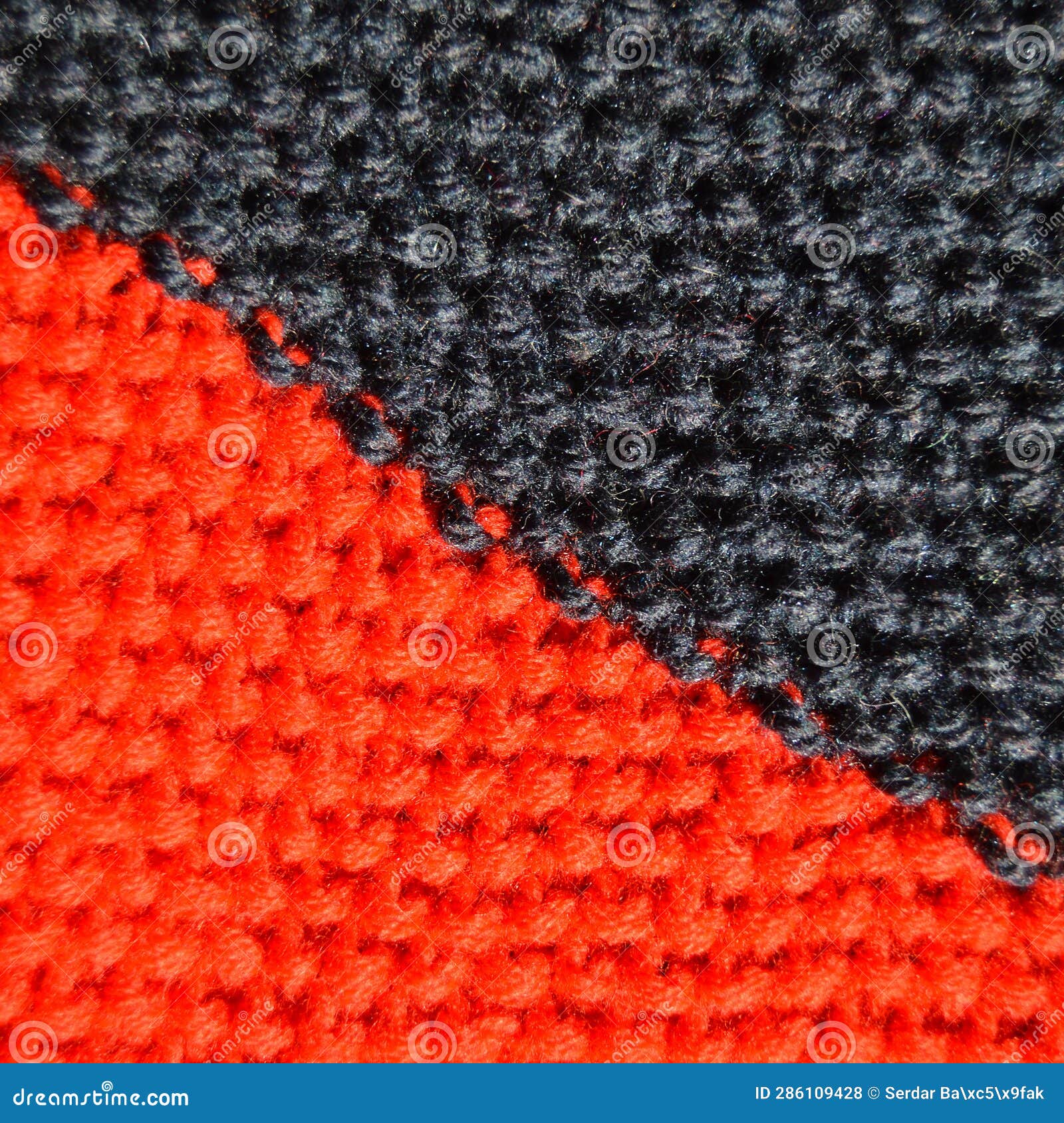 Handmade Knitted Fabric Red and Black Wool Background Texture Stock ...