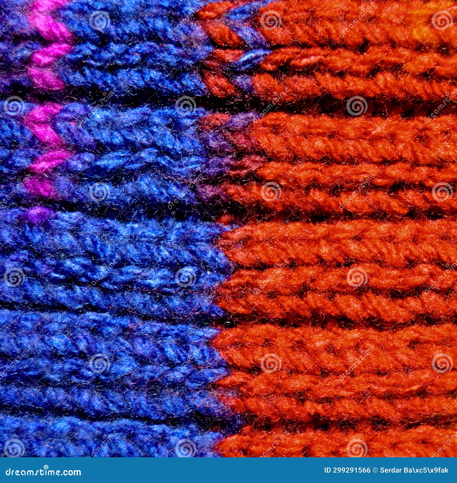 Handmade Knitted Fabric Red Blue and Orange Wool Background Texture ...