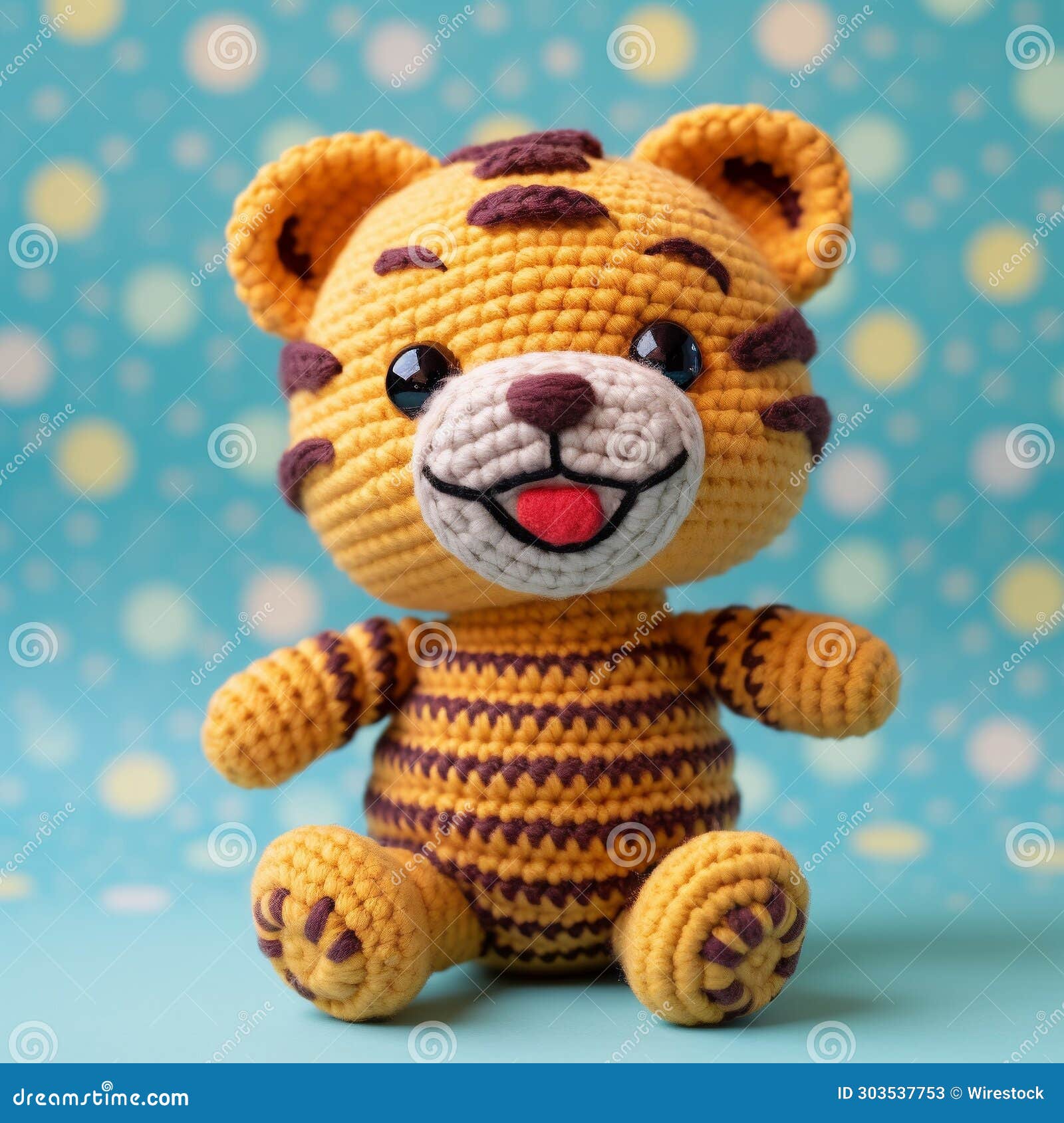 Handmade Knitted Teddy Bear with a One-eyed Expression, Sitting on a ...