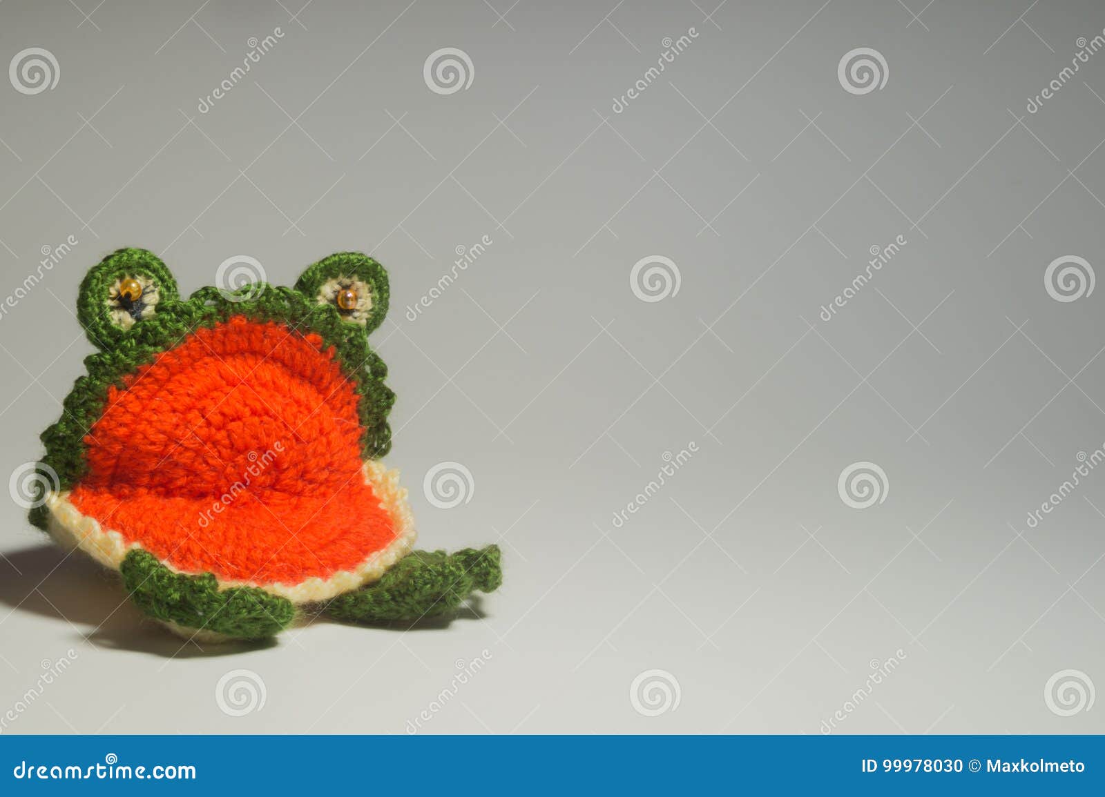Handmade Knitted Toy Frog Isolated on White Background Stock Photo ...