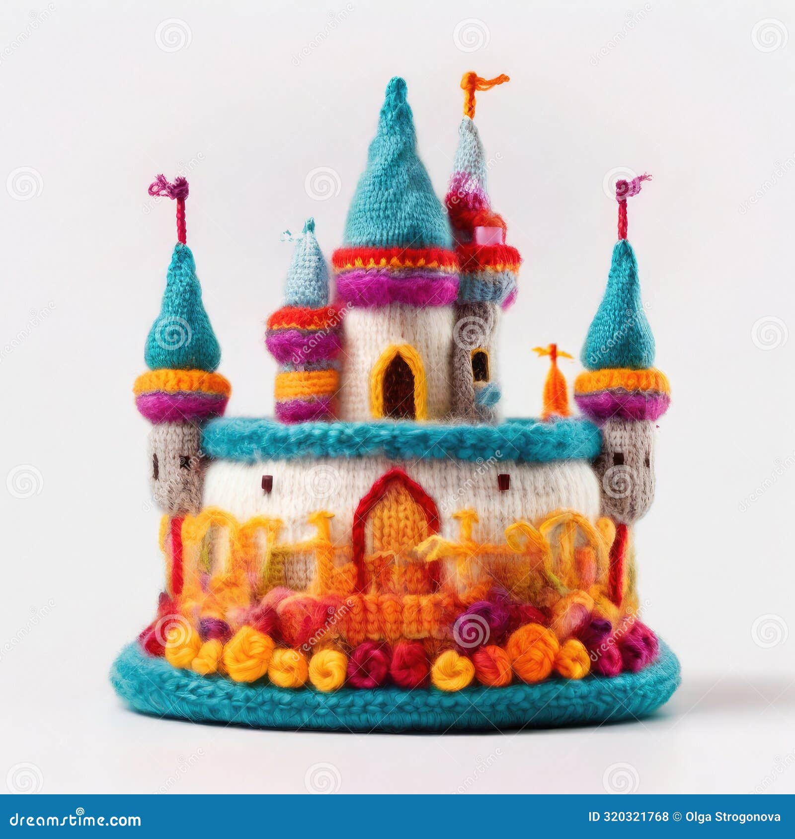 Handmade Knitted Toy. Funny Colorful Castle Stock Photo - Image of ...